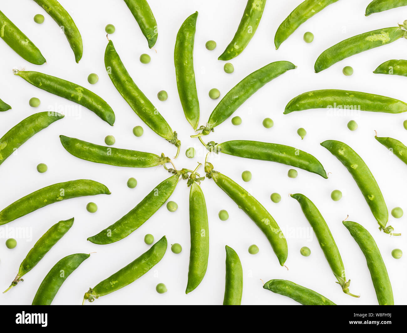 Green, tender, fresh and raw peas. Peas texture isolated on white ...