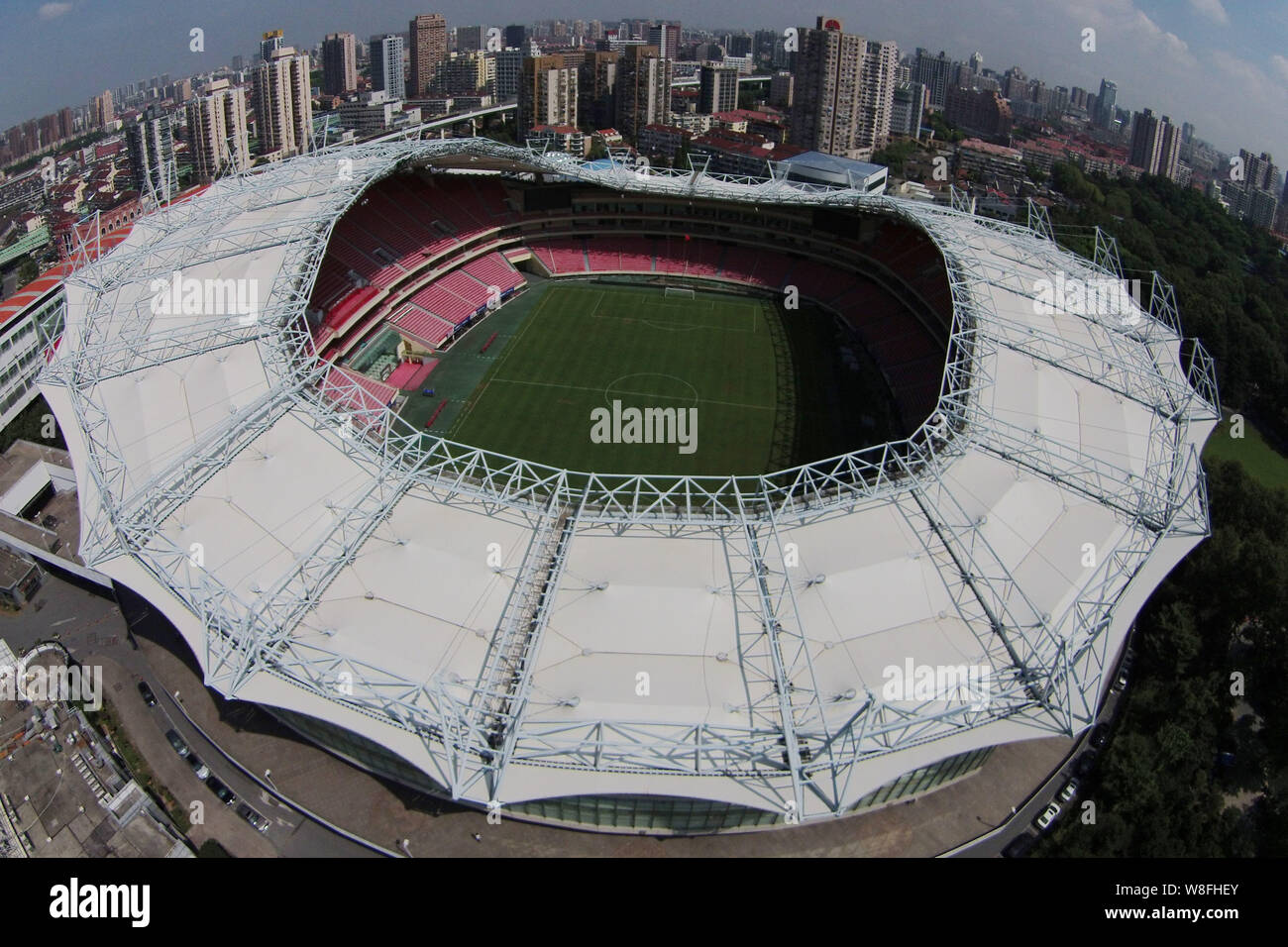 Aerial view of the Hongkou Football Stadium in Shanghai, China, 19 ...