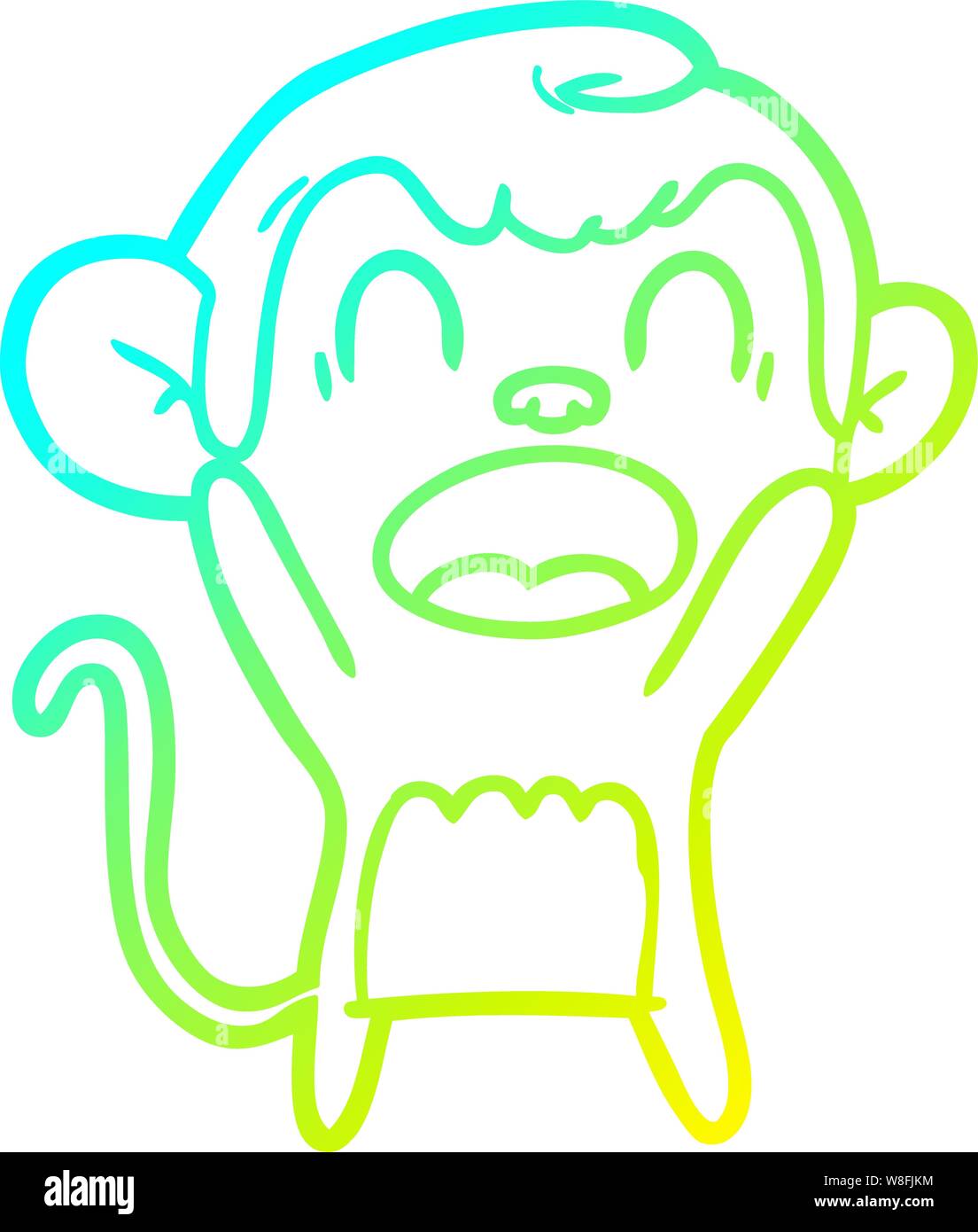 cold gradient line drawing of a shouting cartoon monkey Stock Vector ...