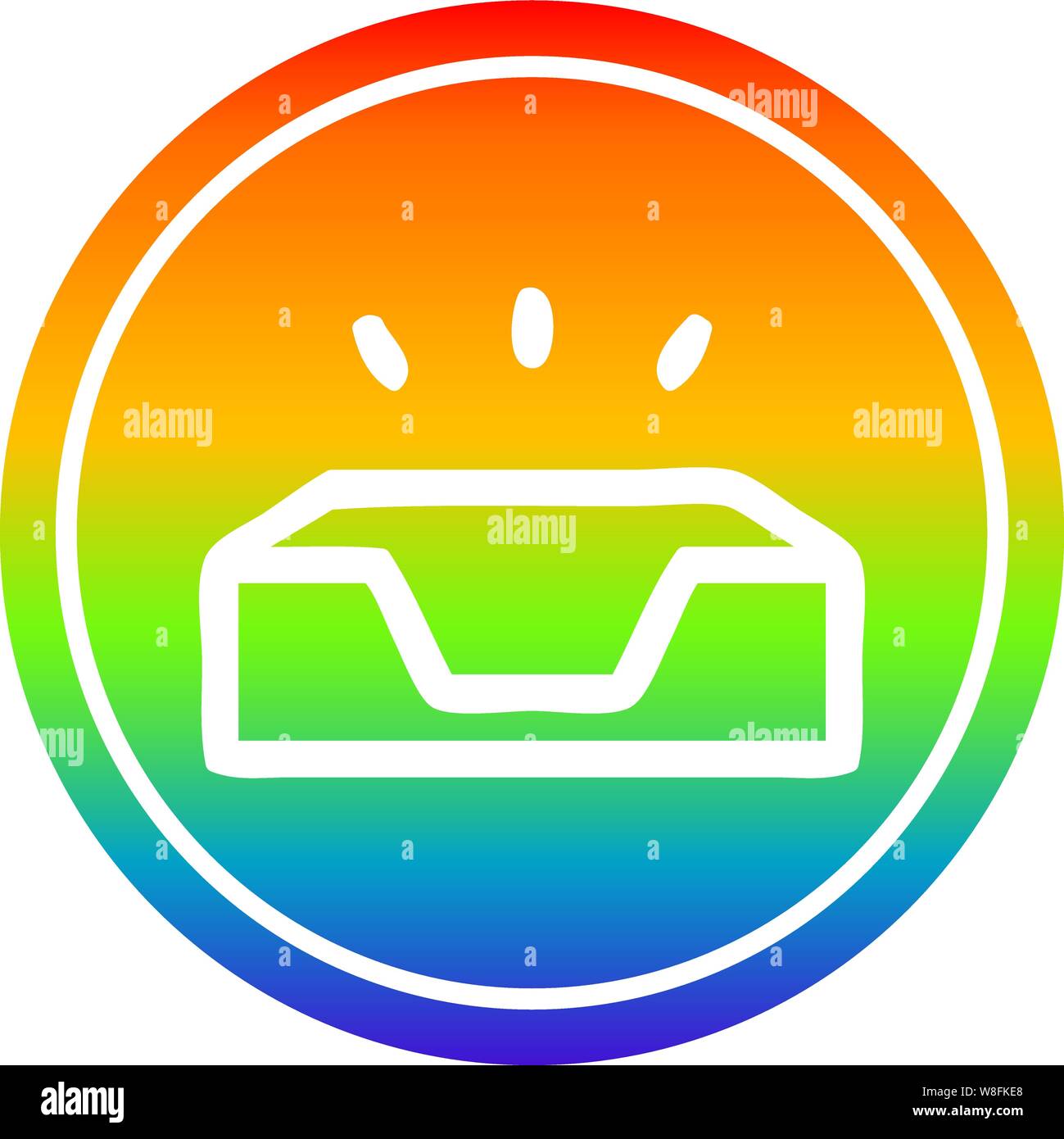 empty in tray circular icon with rainbow gradient finish Stock Vector ...