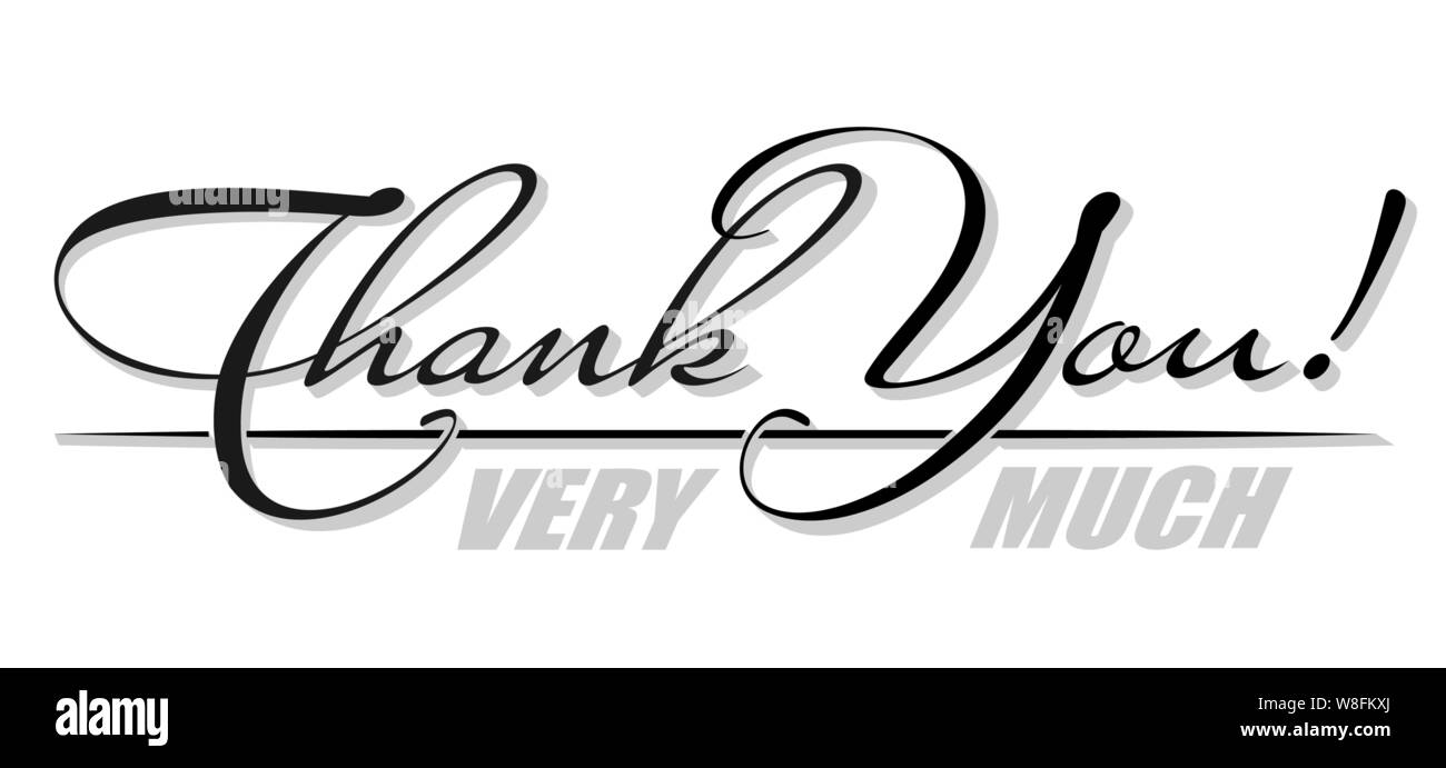 Handwritten isolated text Thank You with shadow. Hand drawn calligraphy ...