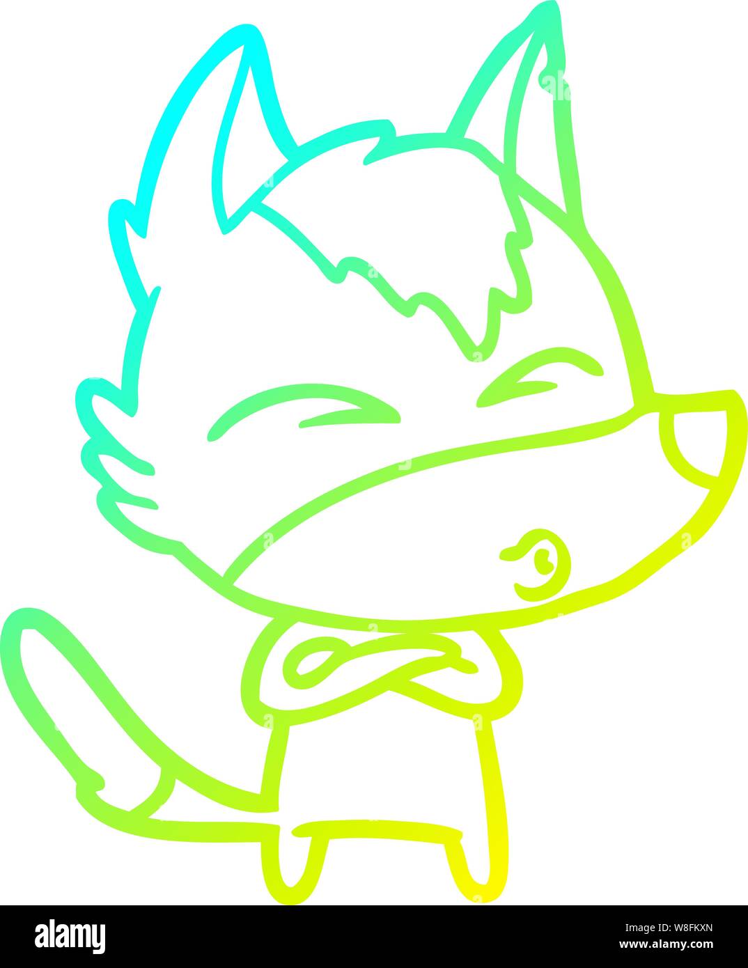 cold gradient line drawing of a cartoon wolf whistling Stock Vector ...