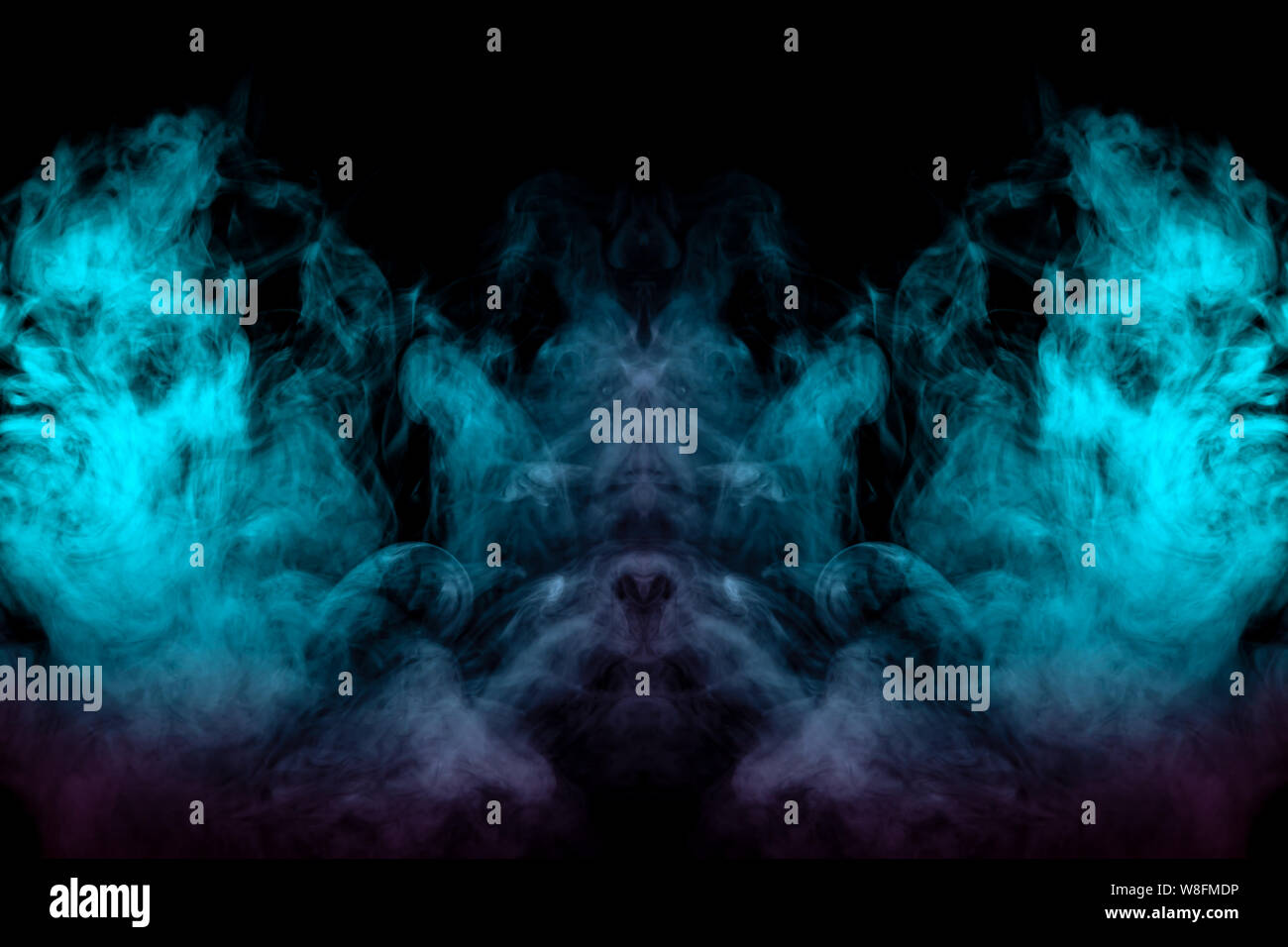 A mystical monster of smoke of green and pink with wings paws and a ...