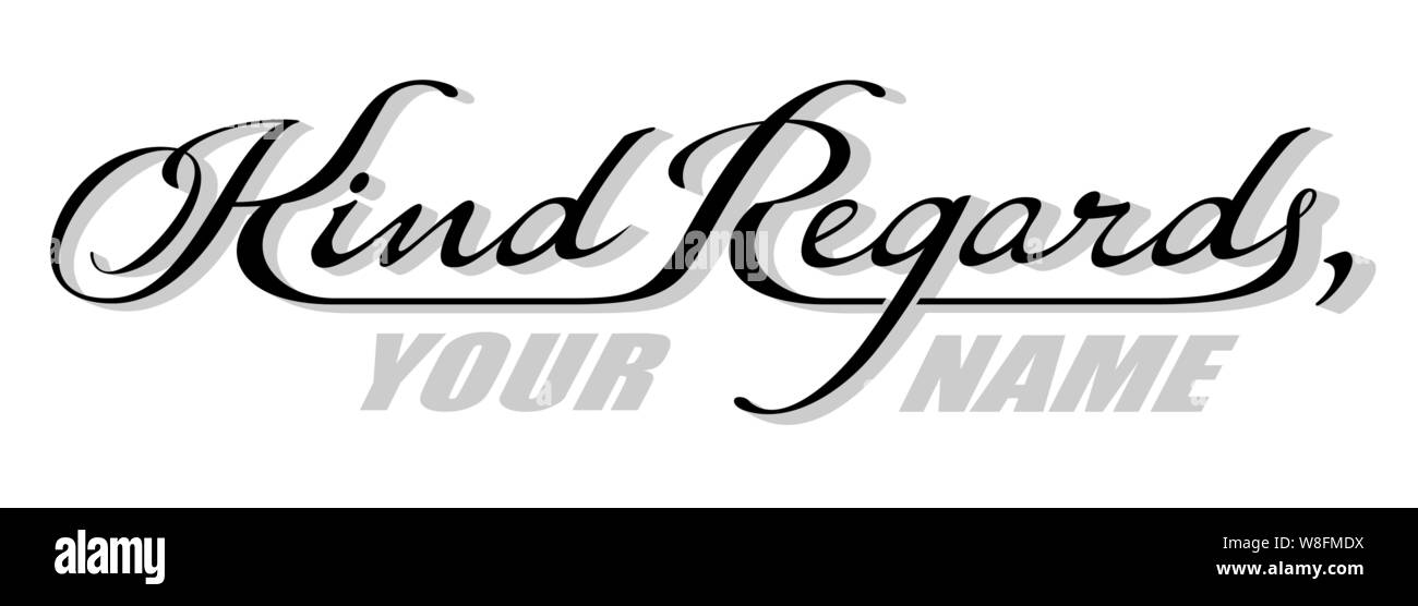 Underscore handwritten text Kind Regards with shadow. Hand drawn ...