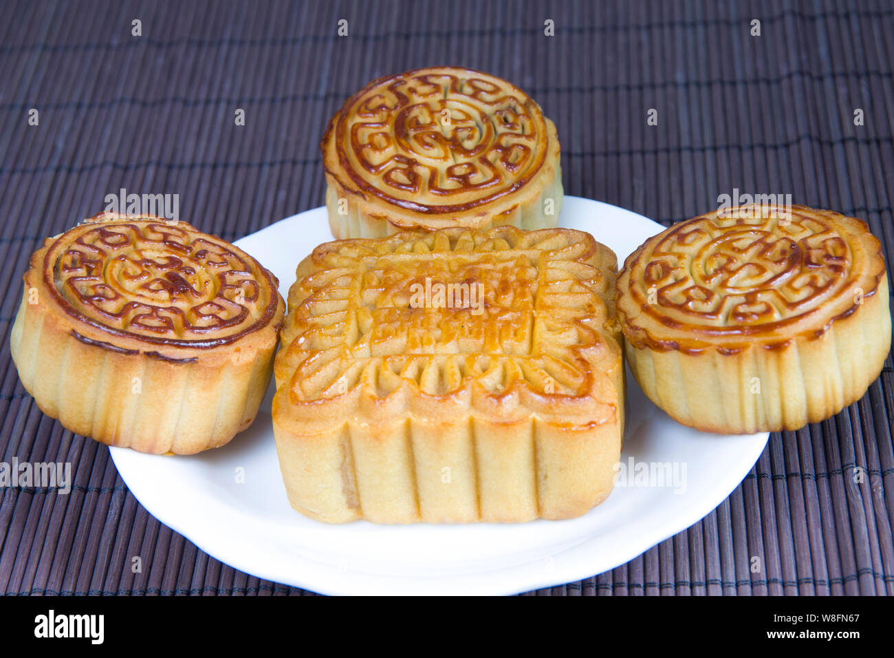 Illustration: traditional mooncakes for Chinese Mid-Autumn Festival. Mooncakes are a Chinese ...