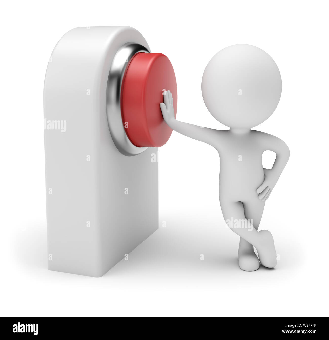 Man pushing red button 3d Cut Out Stock Images & Pictures - Alamy