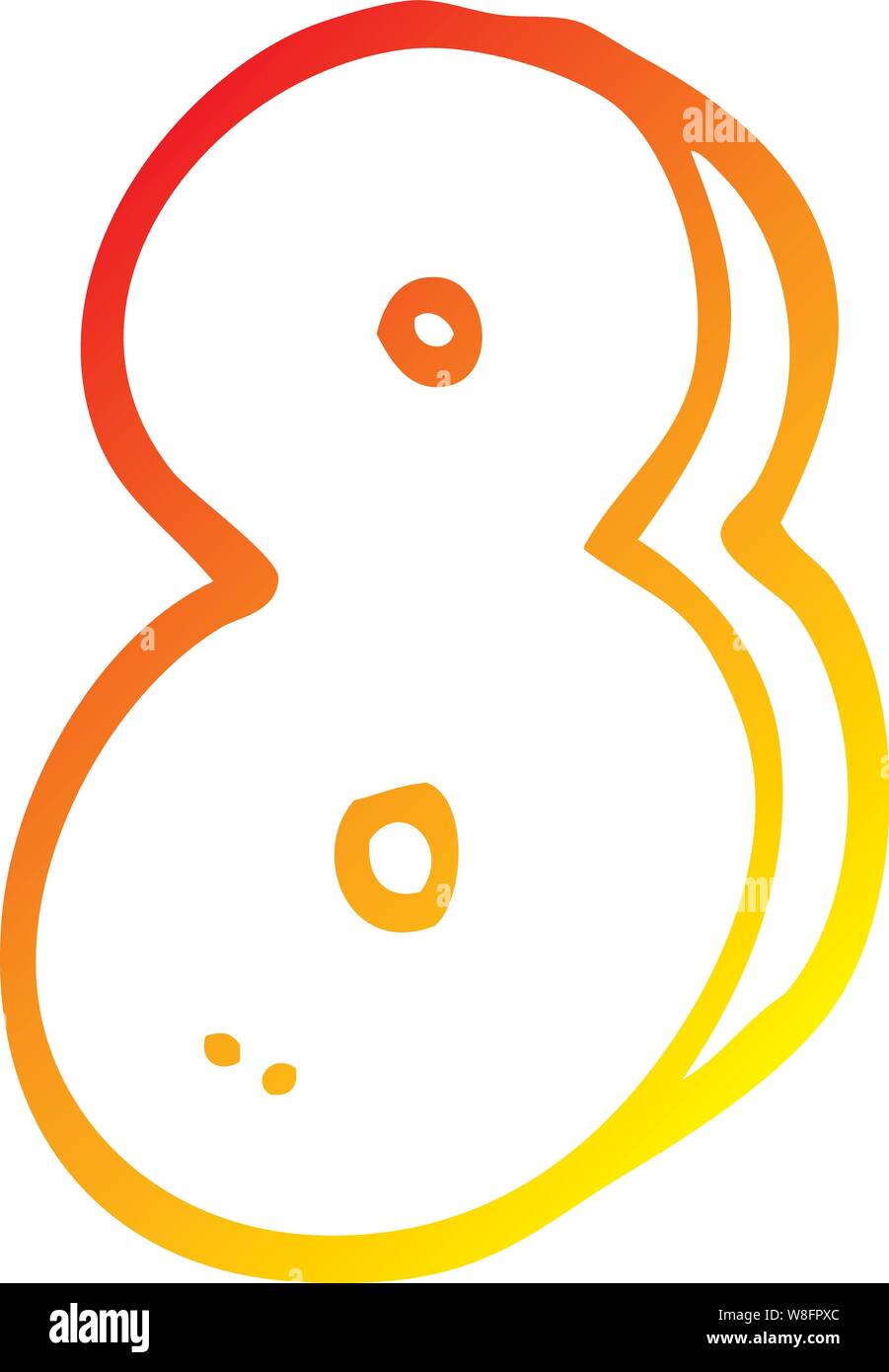 warm gradient line drawing of a cartoon number eight Stock Vector Image ...