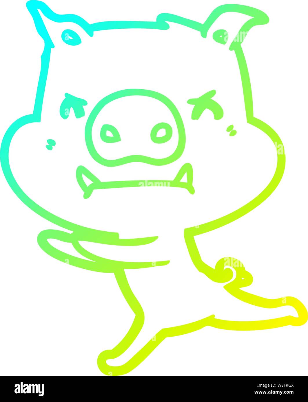 cold gradient line drawing of a angry cartoon pig Stock Vector Image ...