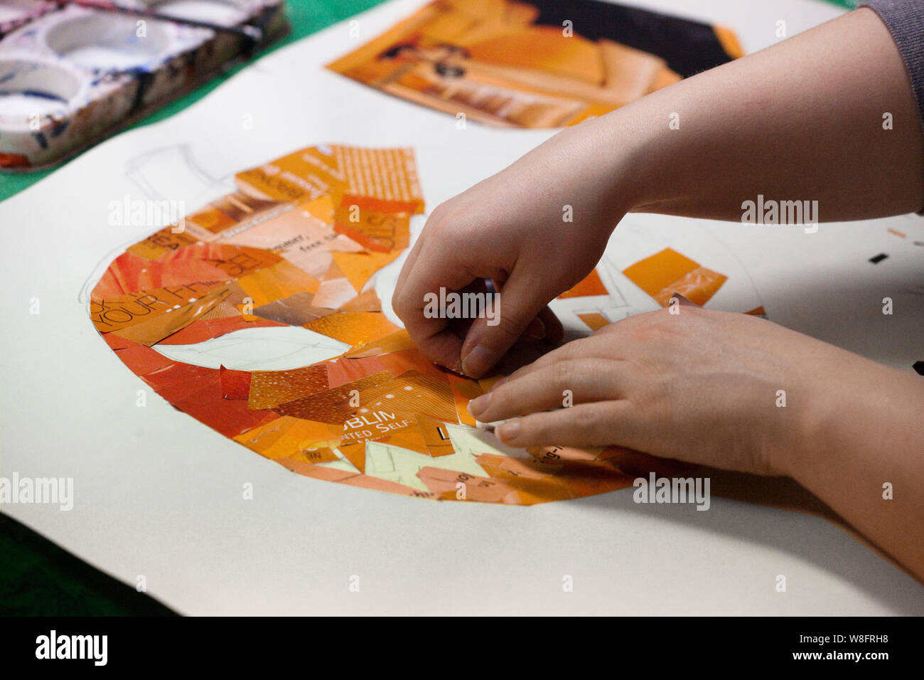 Close Up of Someone make a Collage Stock Photo - Alamy