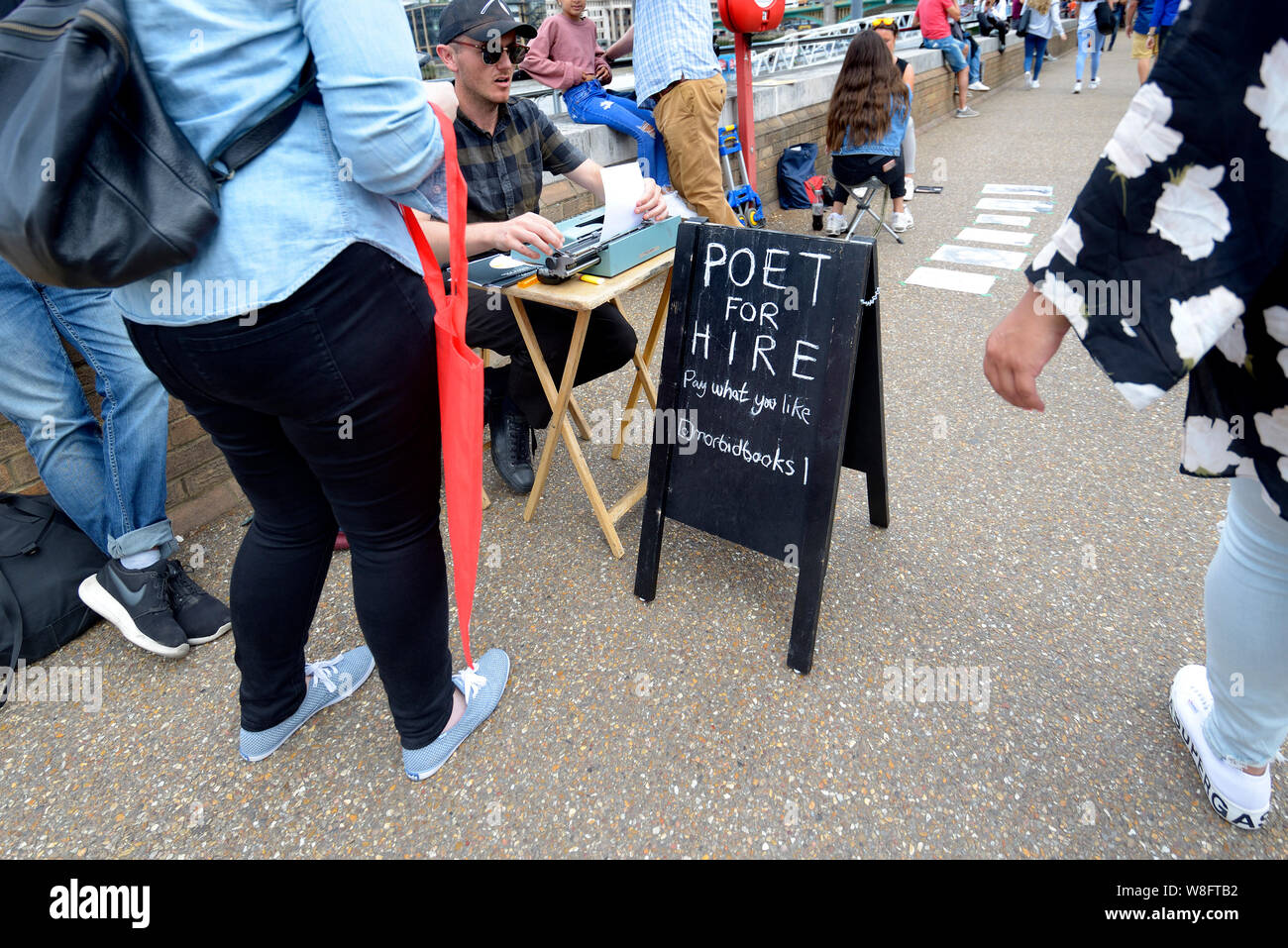 London, England, UK. Poet for Hire on the South Bank Stock Photo - Alamy