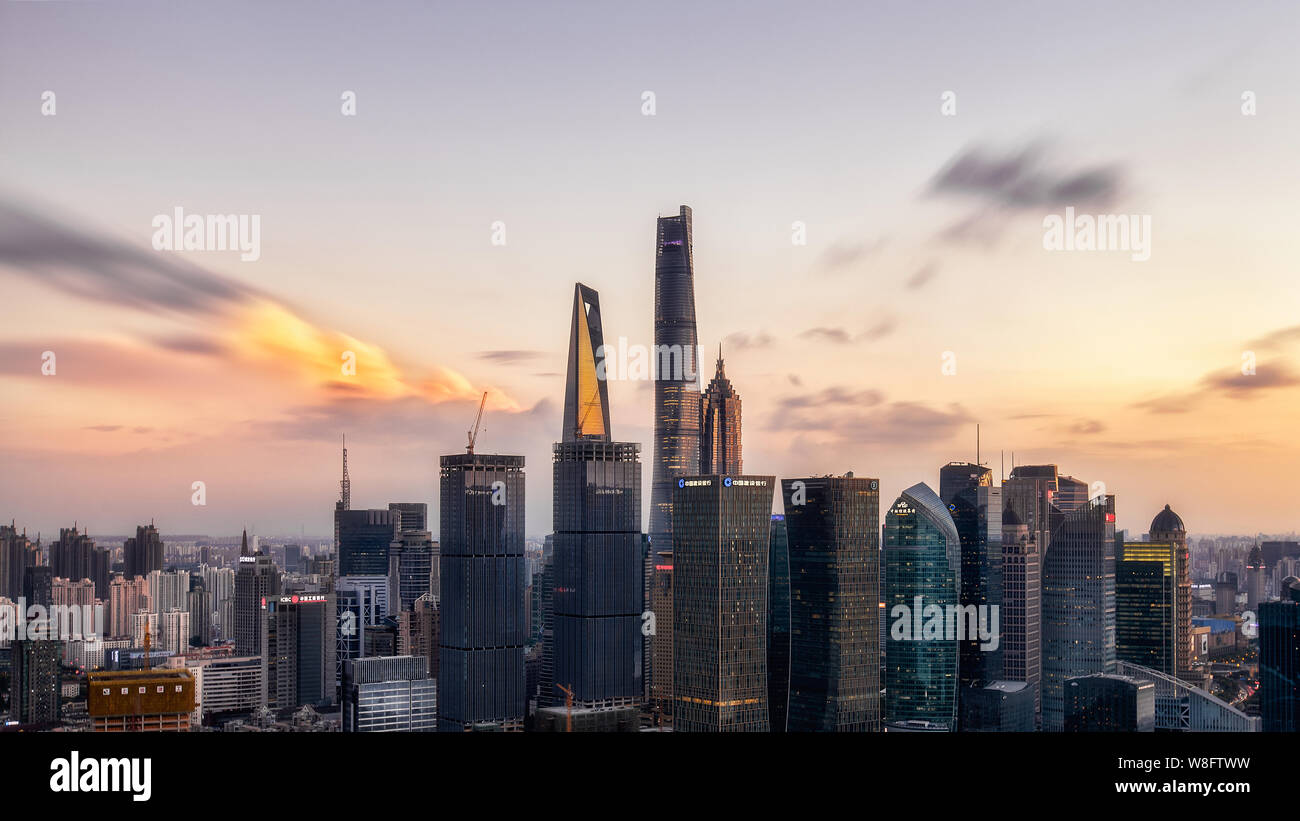 Skyline of the Lujiazui Financial District with the Shanghai Tower ...