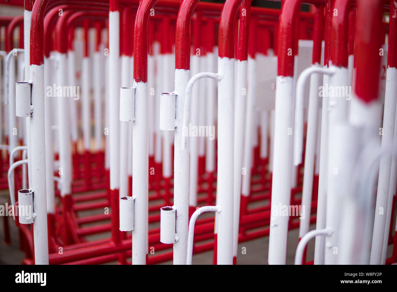 Red white metal barriers hi-res stock photography and images - Alamy