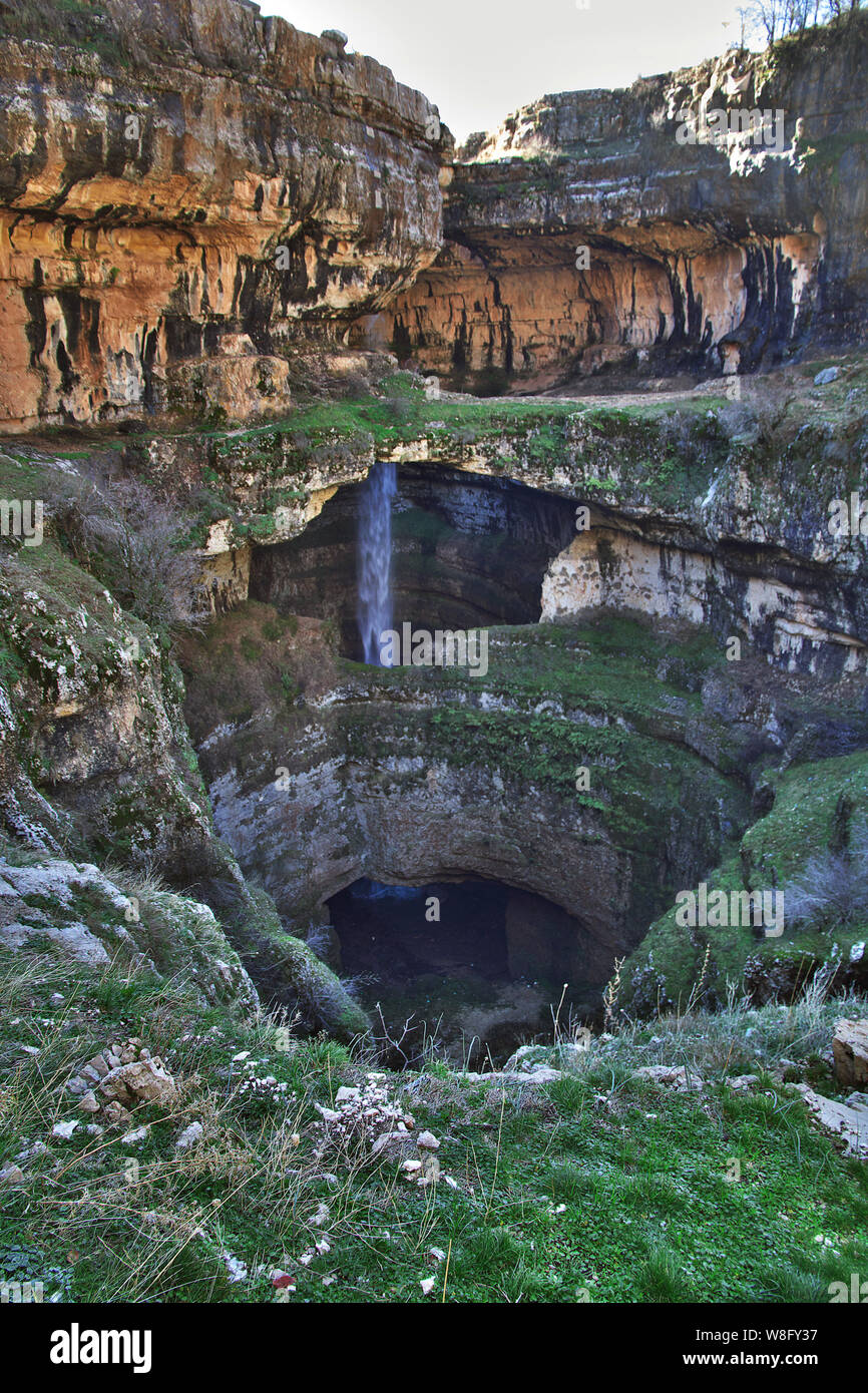 Baatara gorge waterfall in Lebanon Stock Photo - Alamy