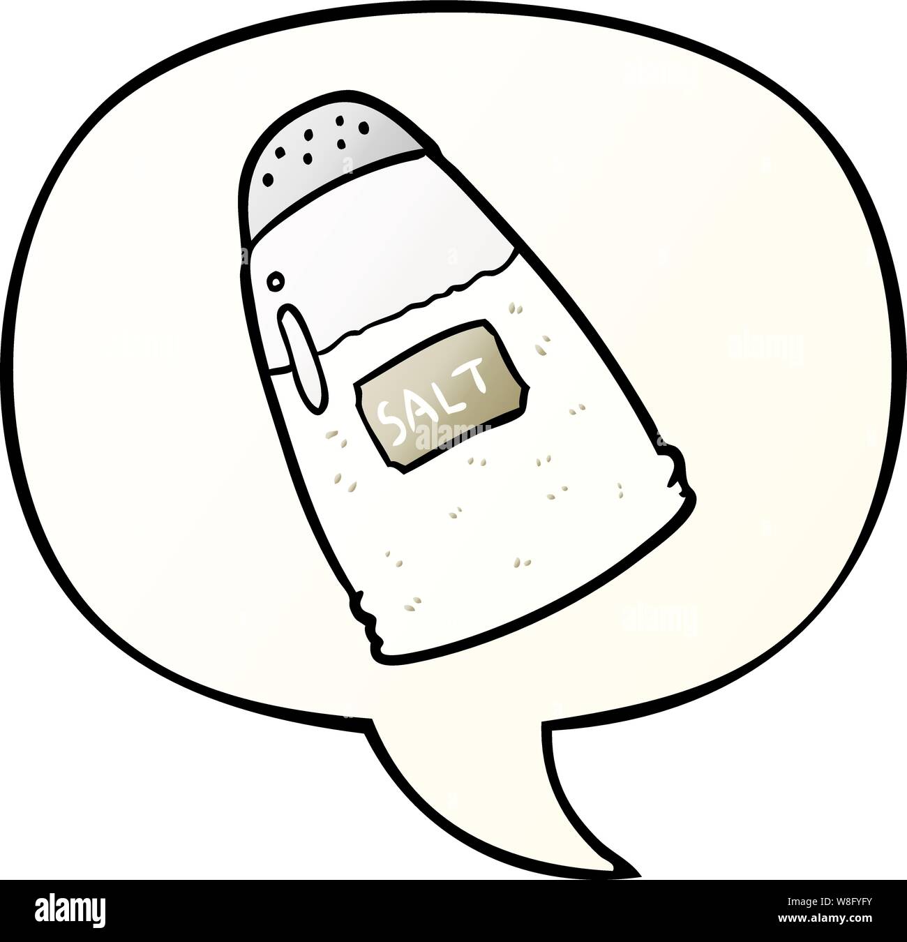 cartoon salt shaker with speech bubble in smooth gradient style Stock ...