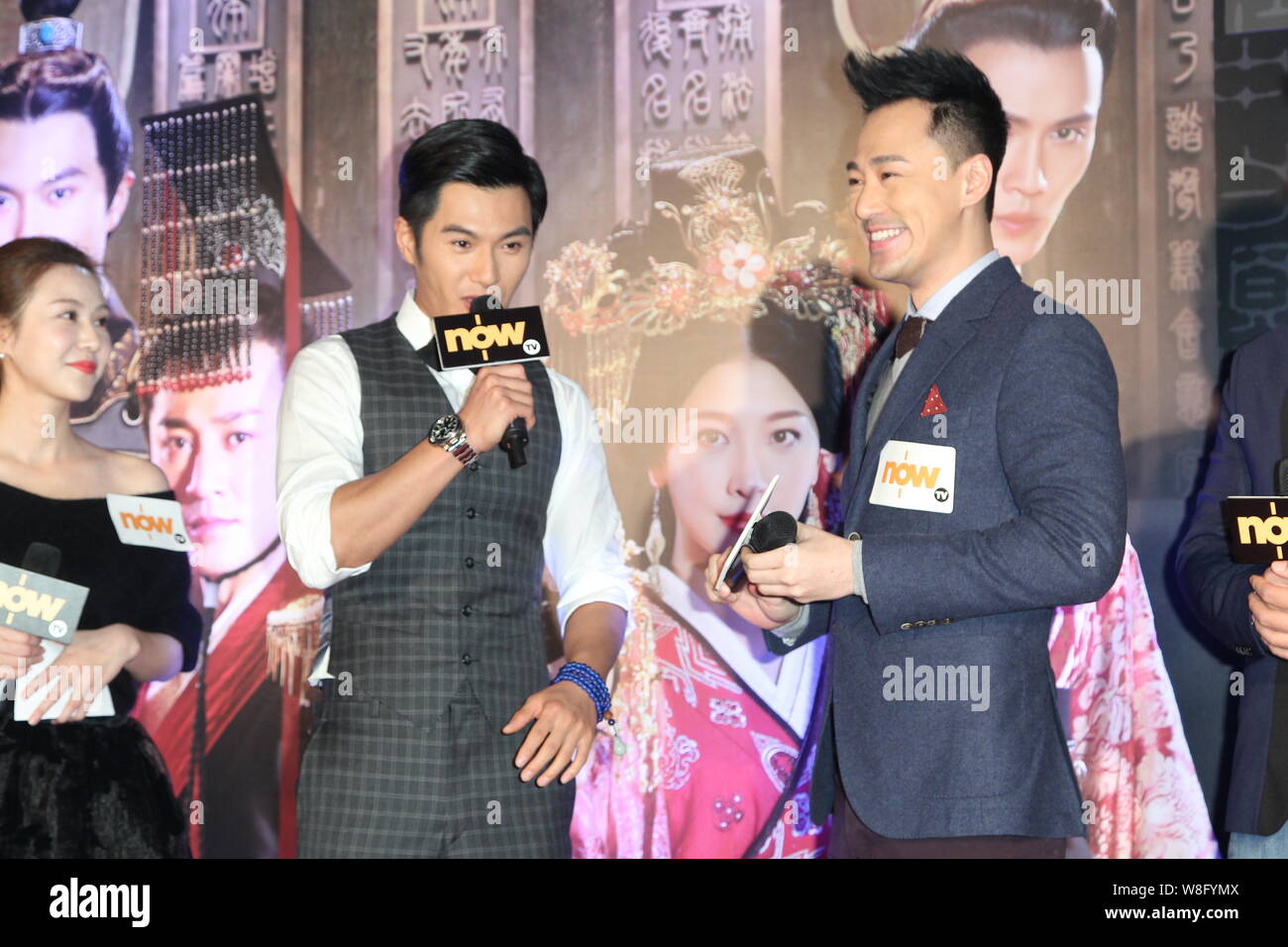 (From left) Chinese actress Li Xincong, Chinese actor Shen Tai and Hong ...