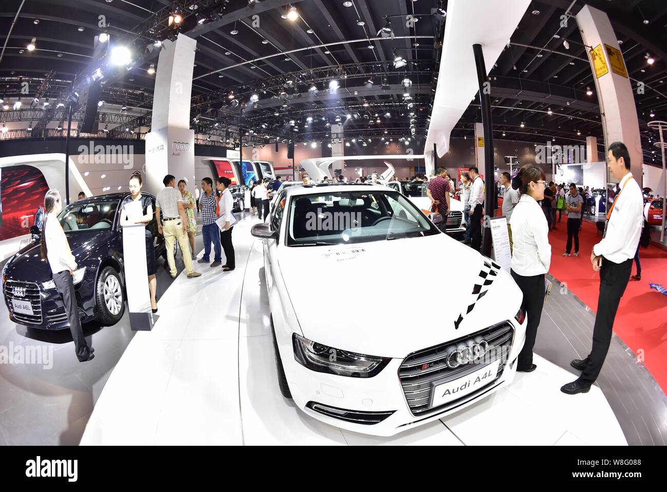 --FILE--An Audi A4L and other Audi cars are displayed during an auto ...