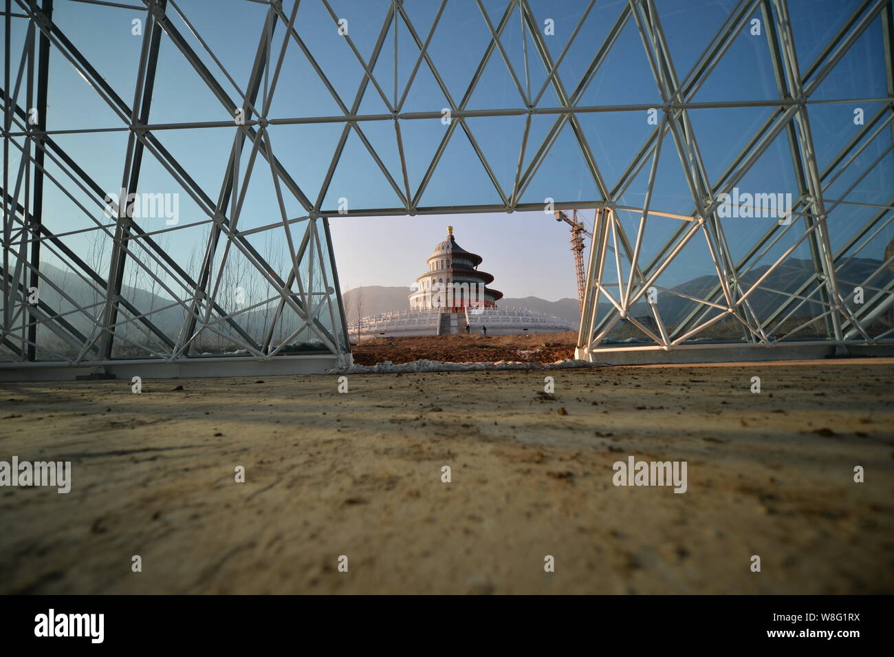 This photo taken in a replica of the glass pyramid at the Louvre Museum ...