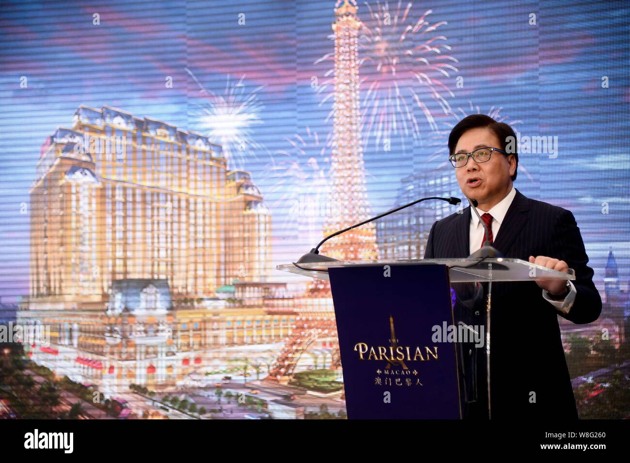 Wilfred Wong Ying-wai, President and CEO of Sands China Ltd., delivers ...