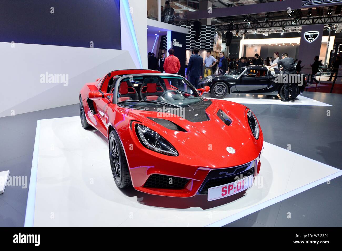 An SP:01 electric car of Detroit Electric is on display during the 16th ...