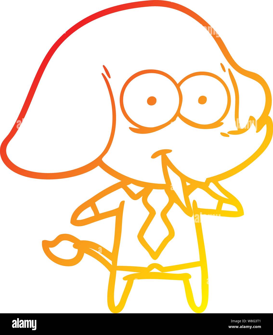 warm gradient line drawing of a happy cartoon elephant boss Stock ...