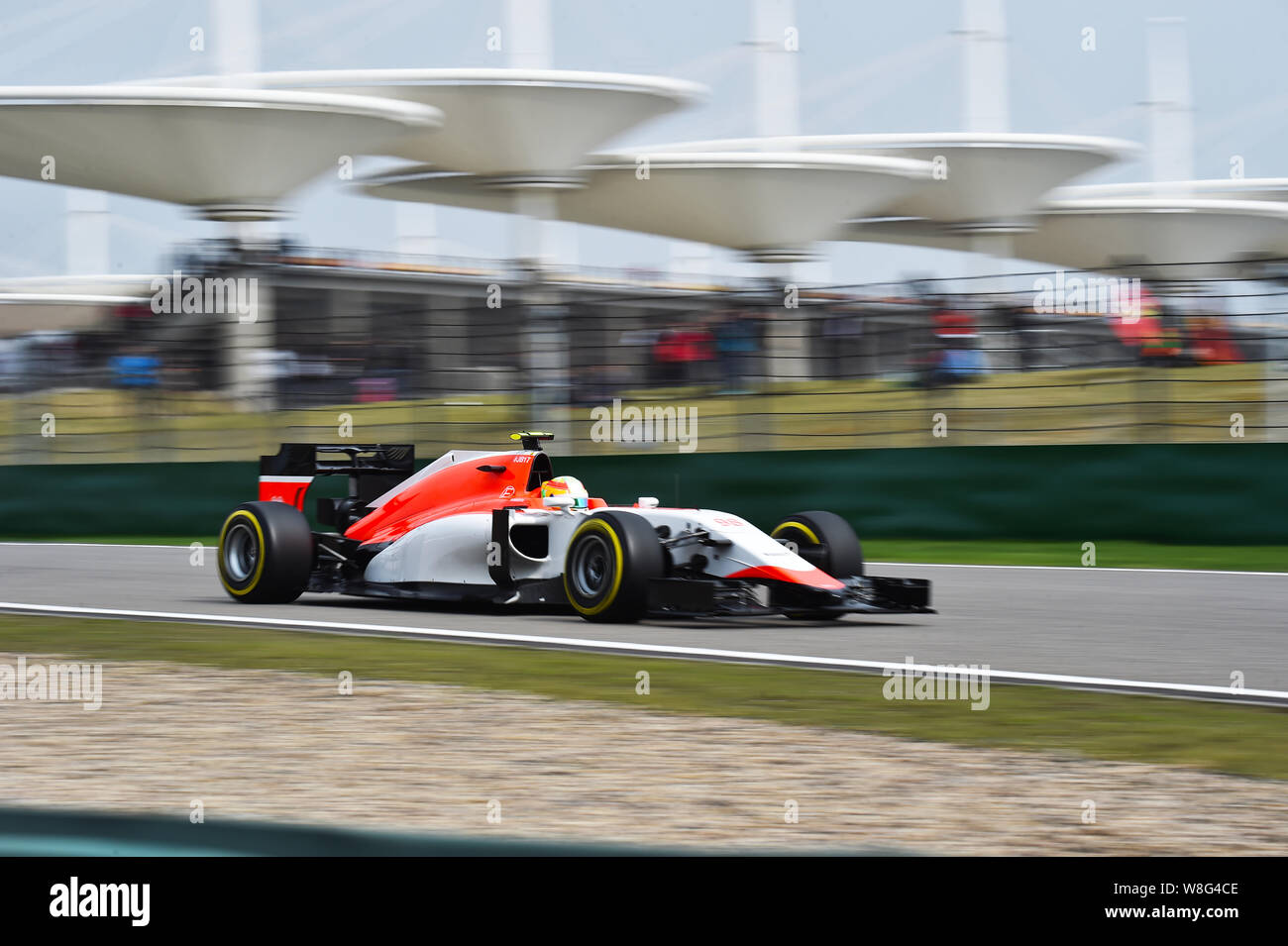 Spanish F1 driver Roberto Merhi of Manor Marussia steers his car during ...
