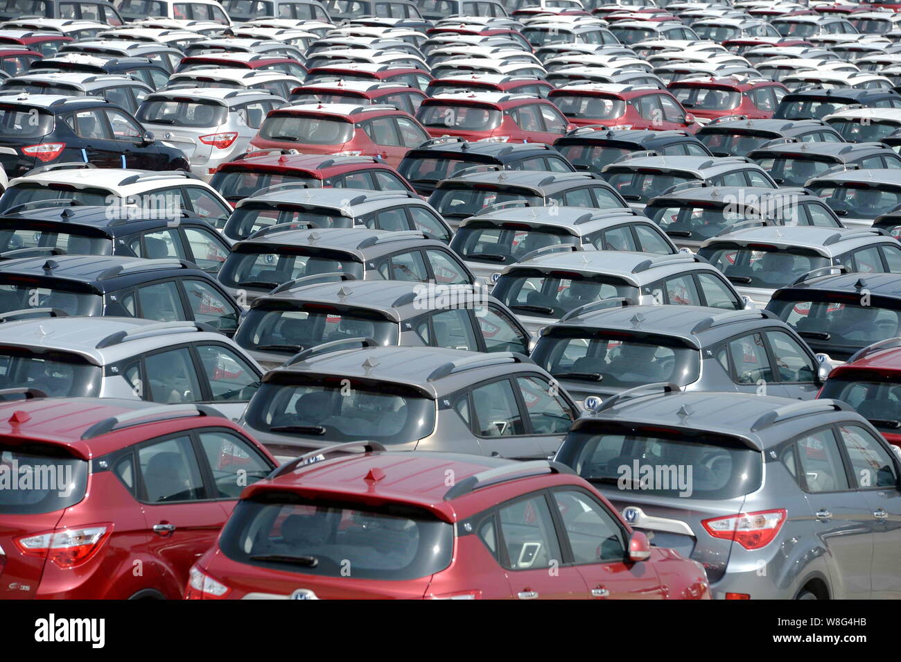 --FILE--Changan cars to be shipped for export are lined up on a quay at ...