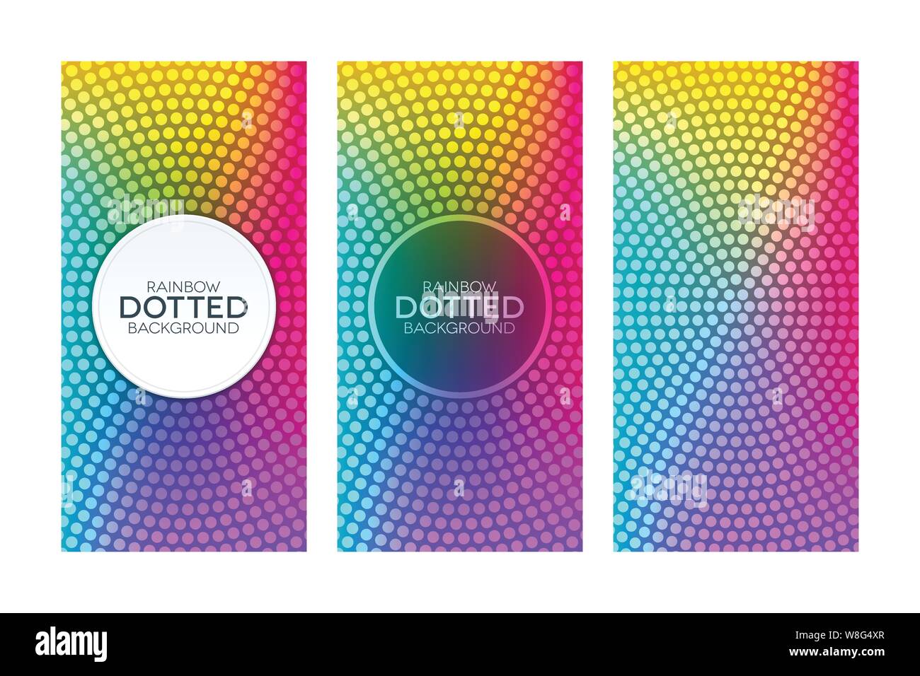Colorful gradient banners with circular dotted textures. Rainbow banner ...