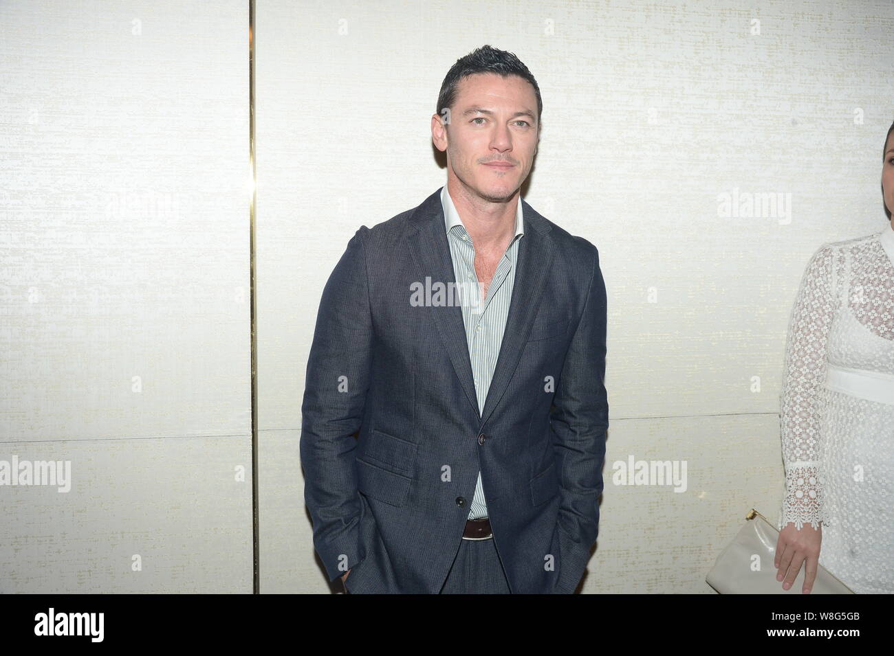 British actor Luke Evans poses at the opening ceremony for Bulgari's ...