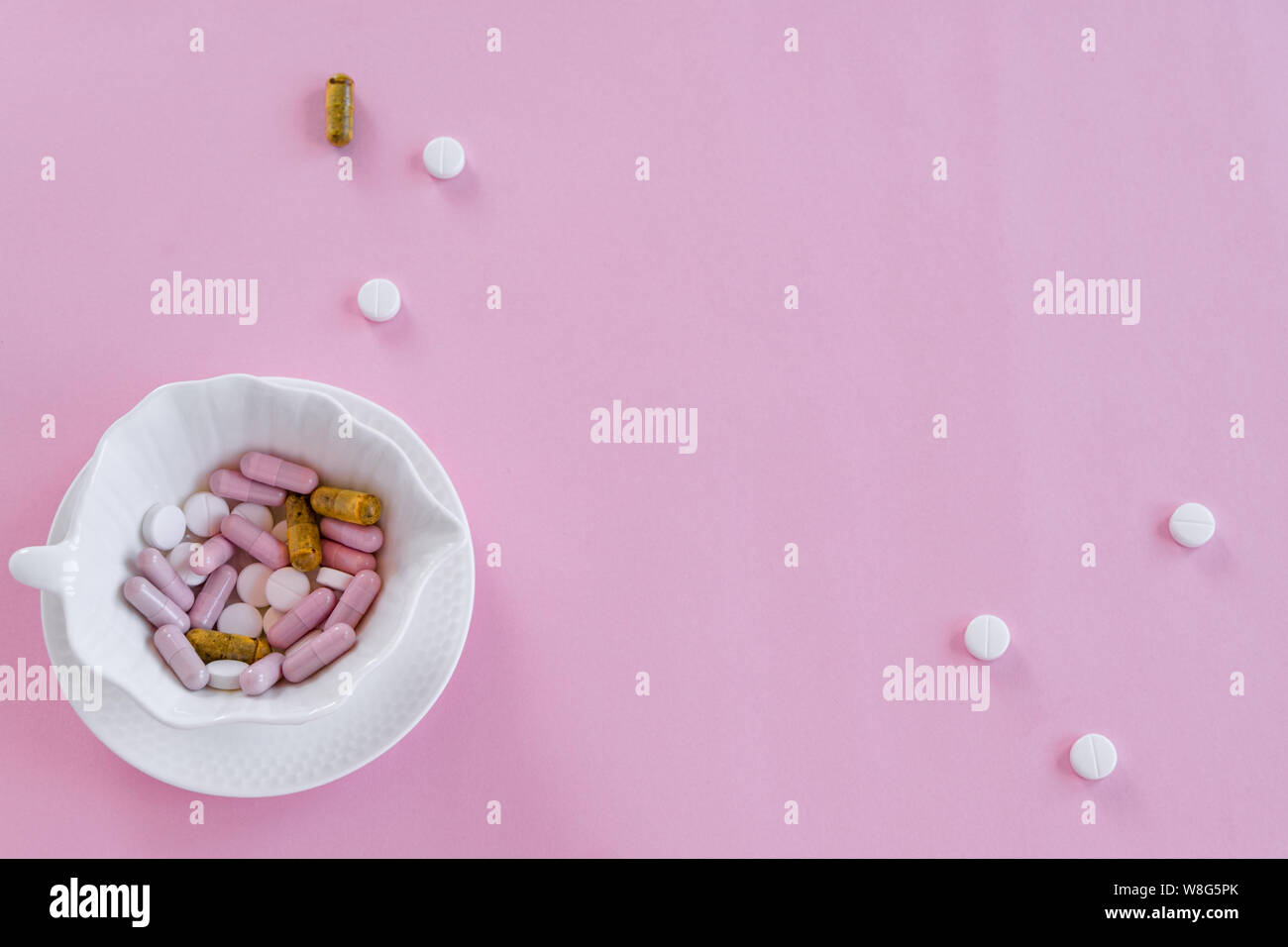 Pills in the dish. Concepts - what we eat, hidden ingredients ...