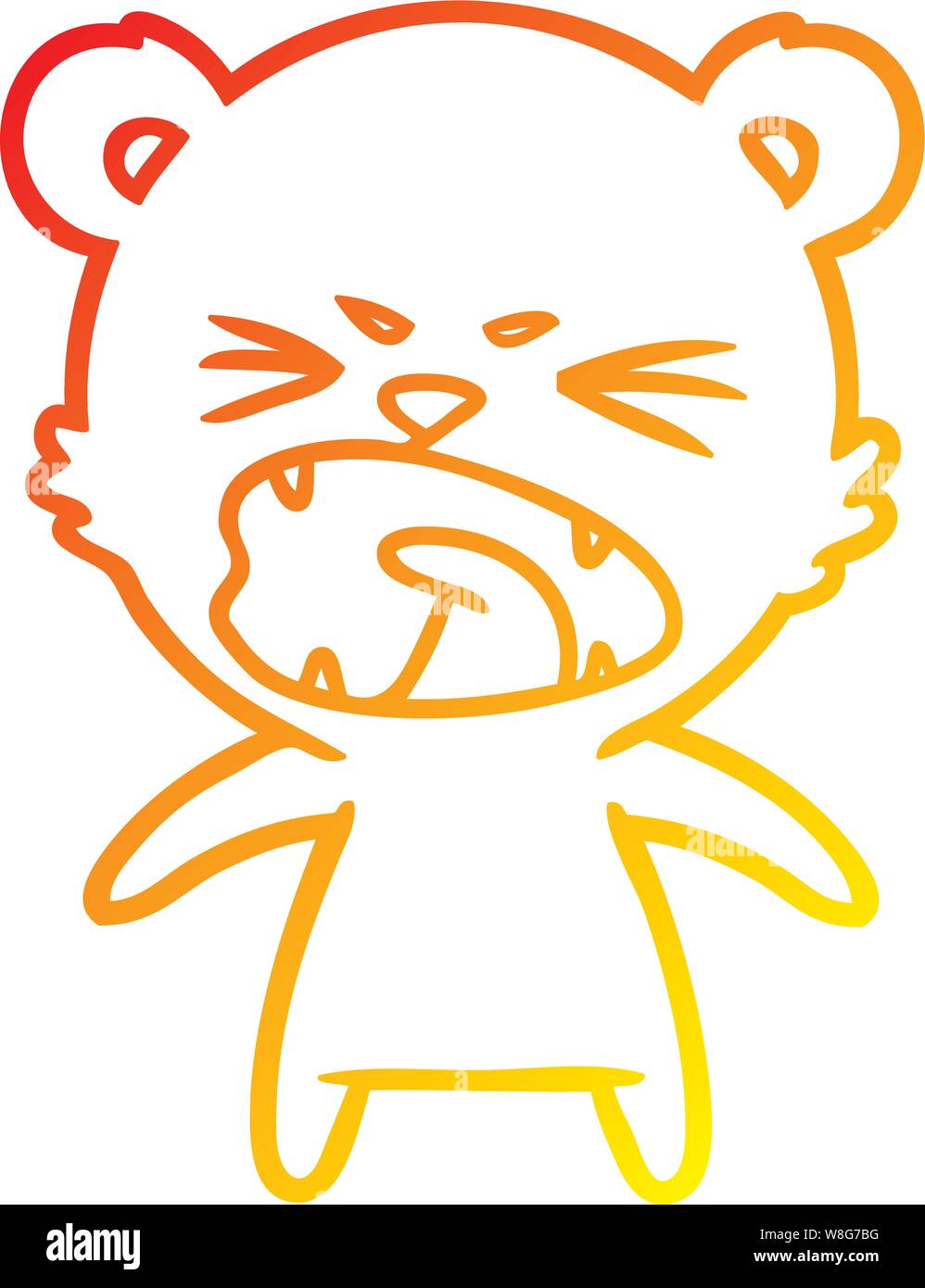 warm gradient line drawing of a angry cartoon bear Stock Vector Image ...