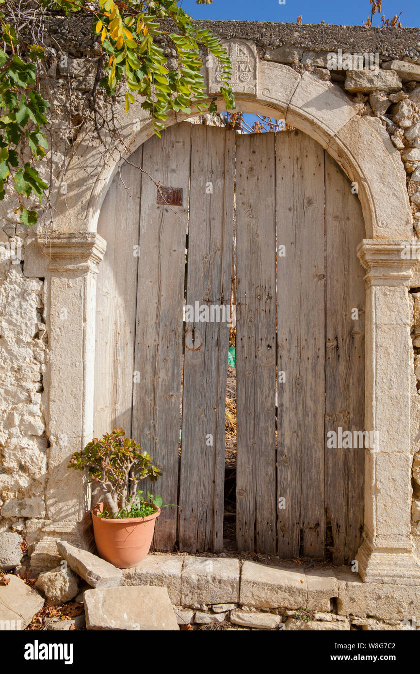 Traditional houses and old buildings at the village of Anatoli, Crete ...