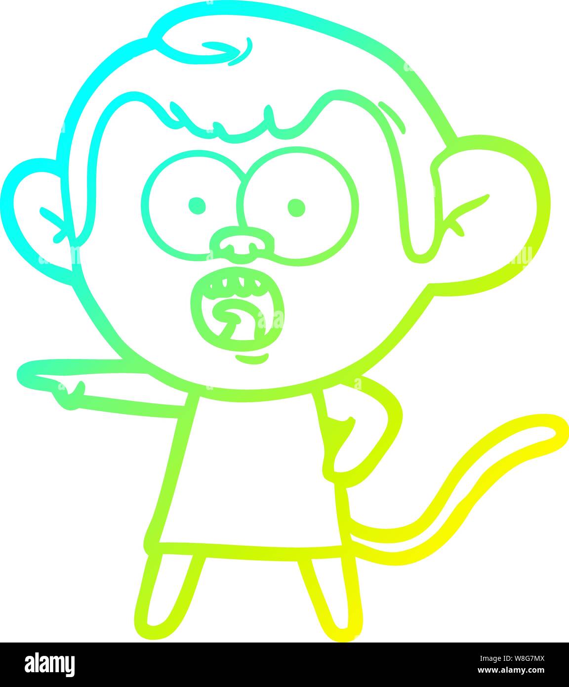 cold gradient line drawing of a cartoon shocked monkey Stock Vector ...