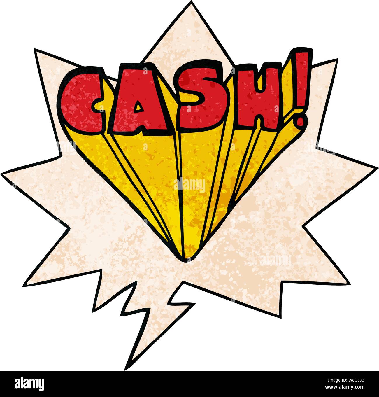 cartoon word cash with speech bubble in retro texture style Stock ...