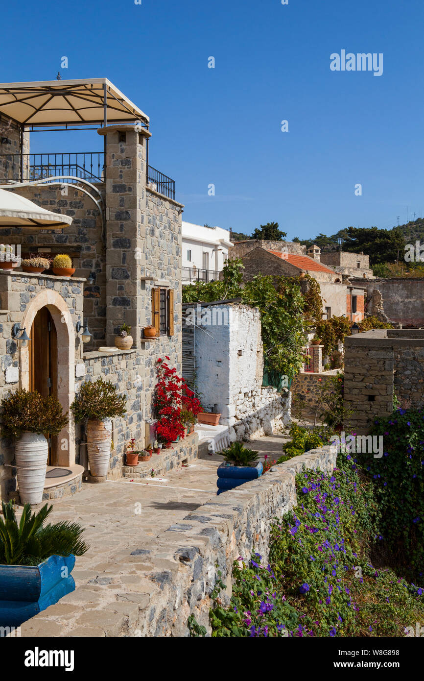 Traditional houses and old buildings at the village of Anatoli, Crete ...