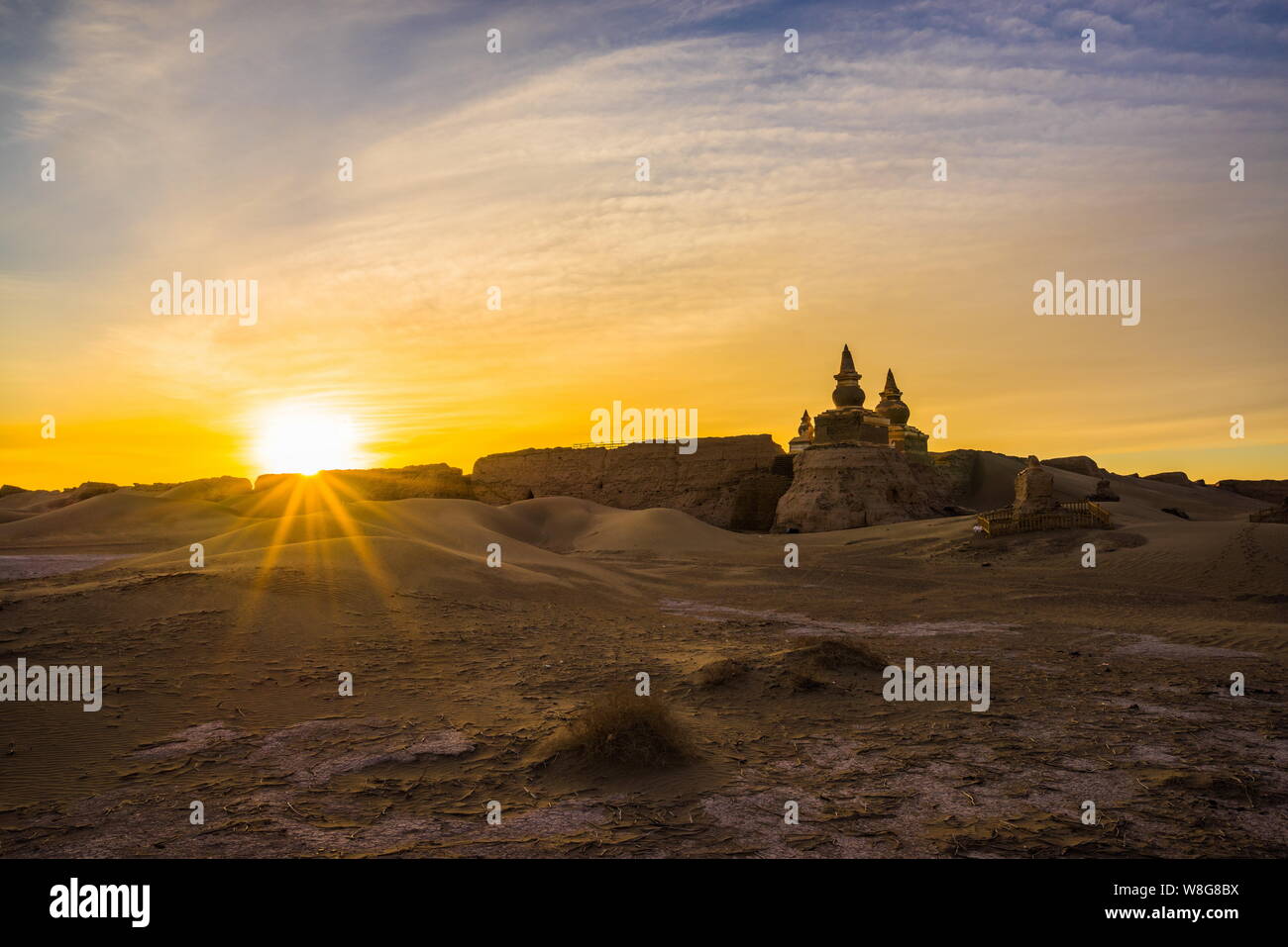 View of the site of the ancient Black City Site in Ejin or Ejina Banner ...