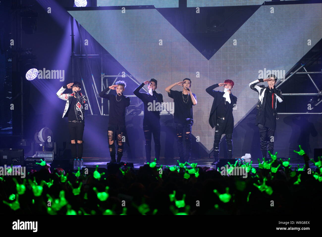Members of South Korean boy group B.A.P perform at a showcase for their ...