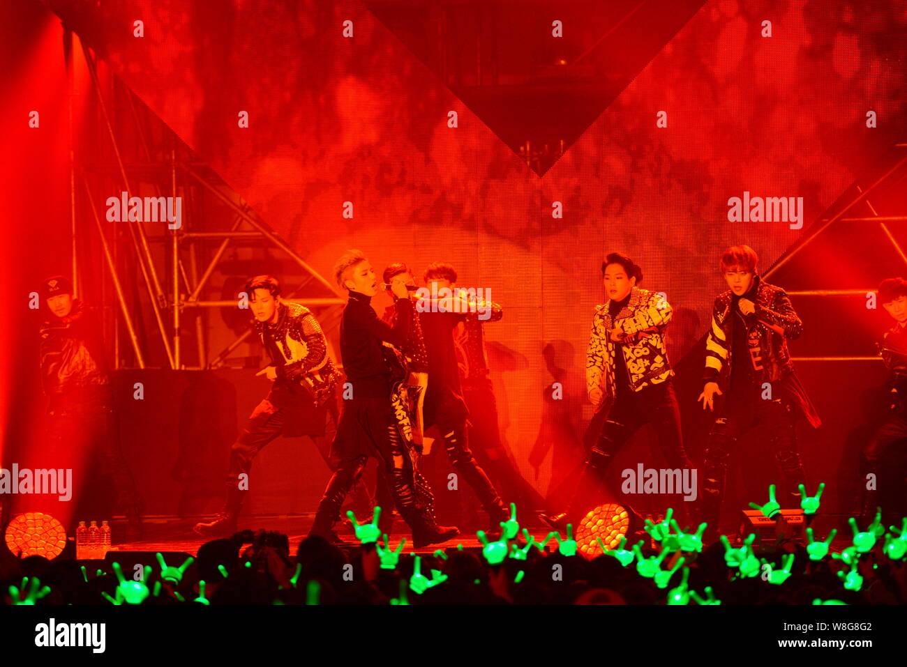 Members of South Korean boy group B.A.P perform at a showcase for their ...