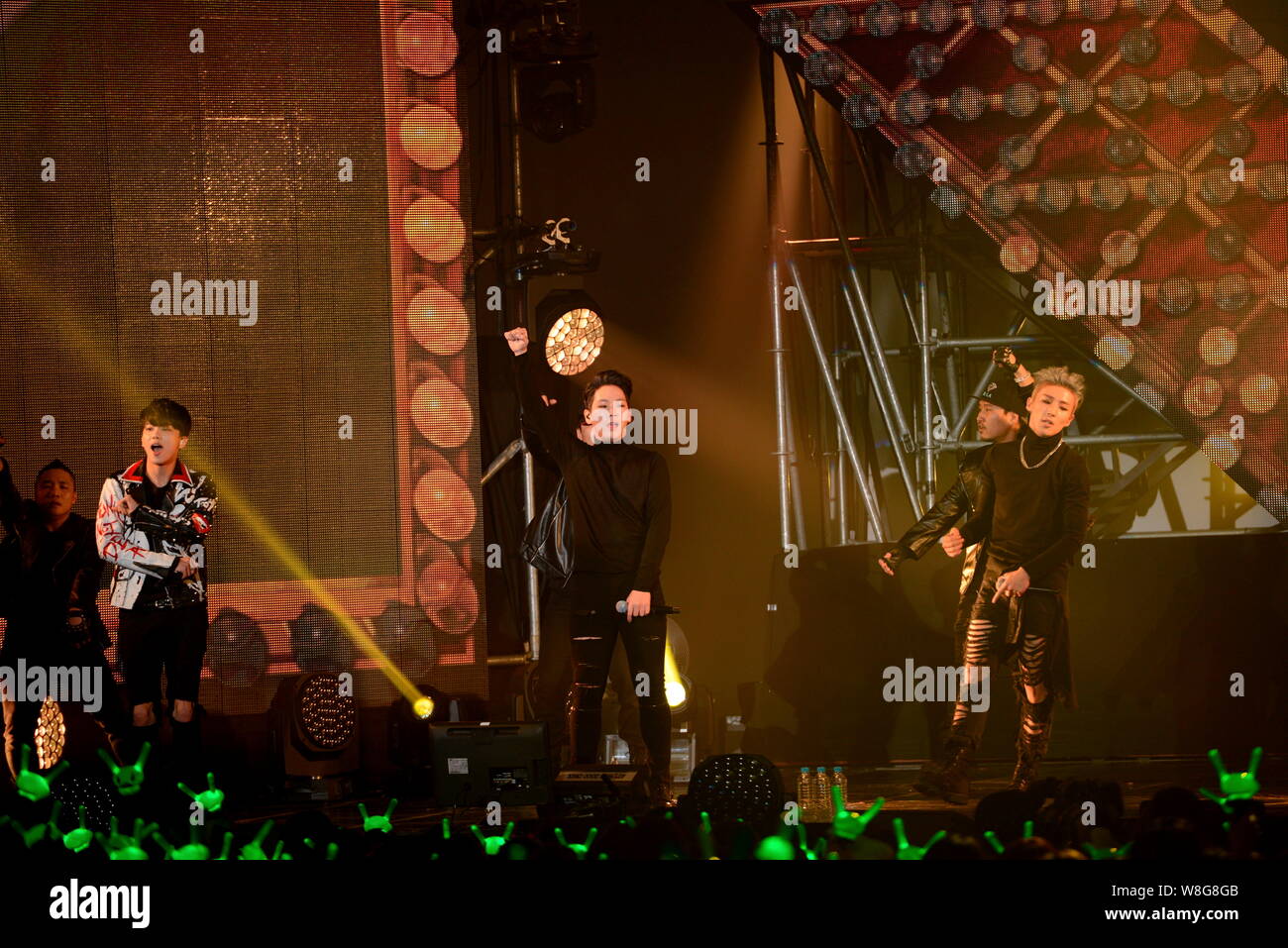 Members of South Korean boy group B.A.P perform at a showcase for their ...