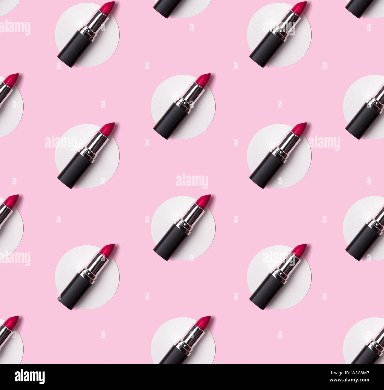 Pink lipstick seamless pattern on creative pastel pink background ...