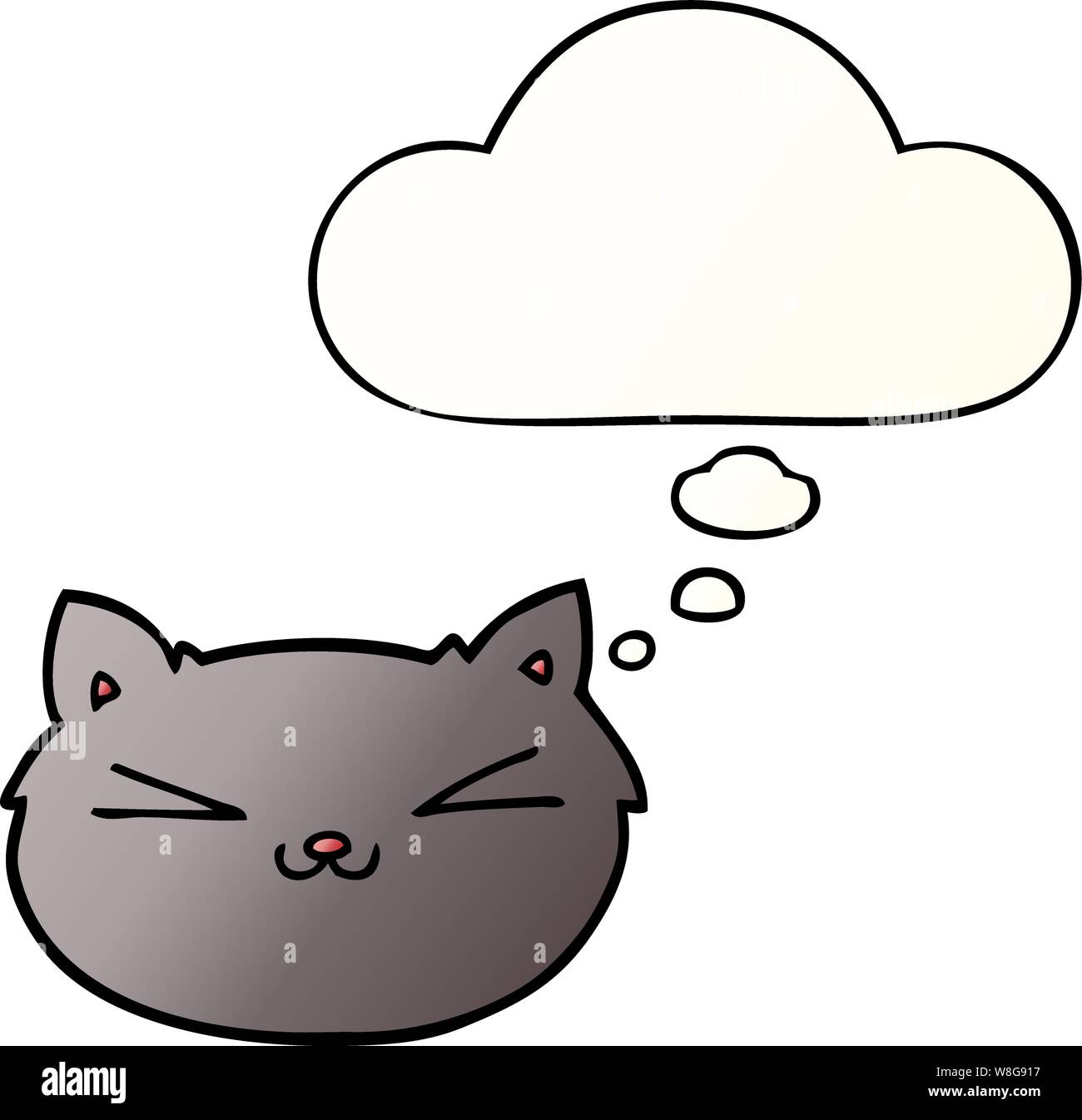 happy cartoon cat with thought bubble in smooth gradient style Stock ...