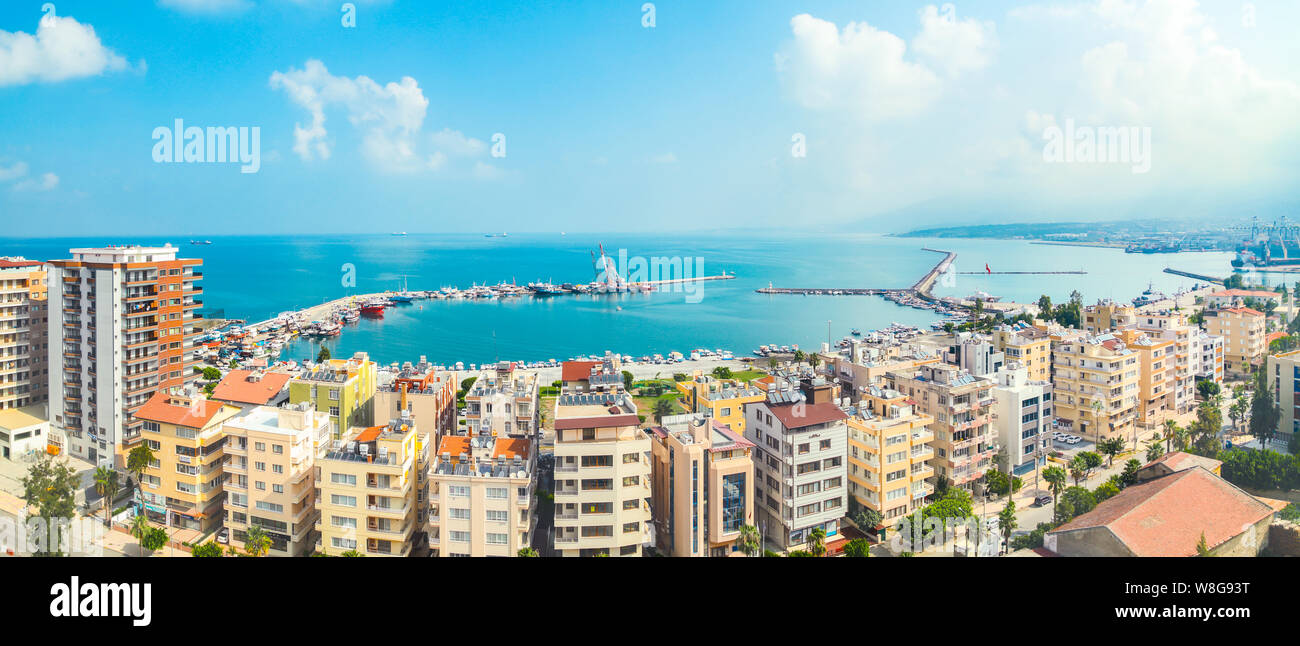 Industrial port or harbor with container or cargo ships and cranes in ...