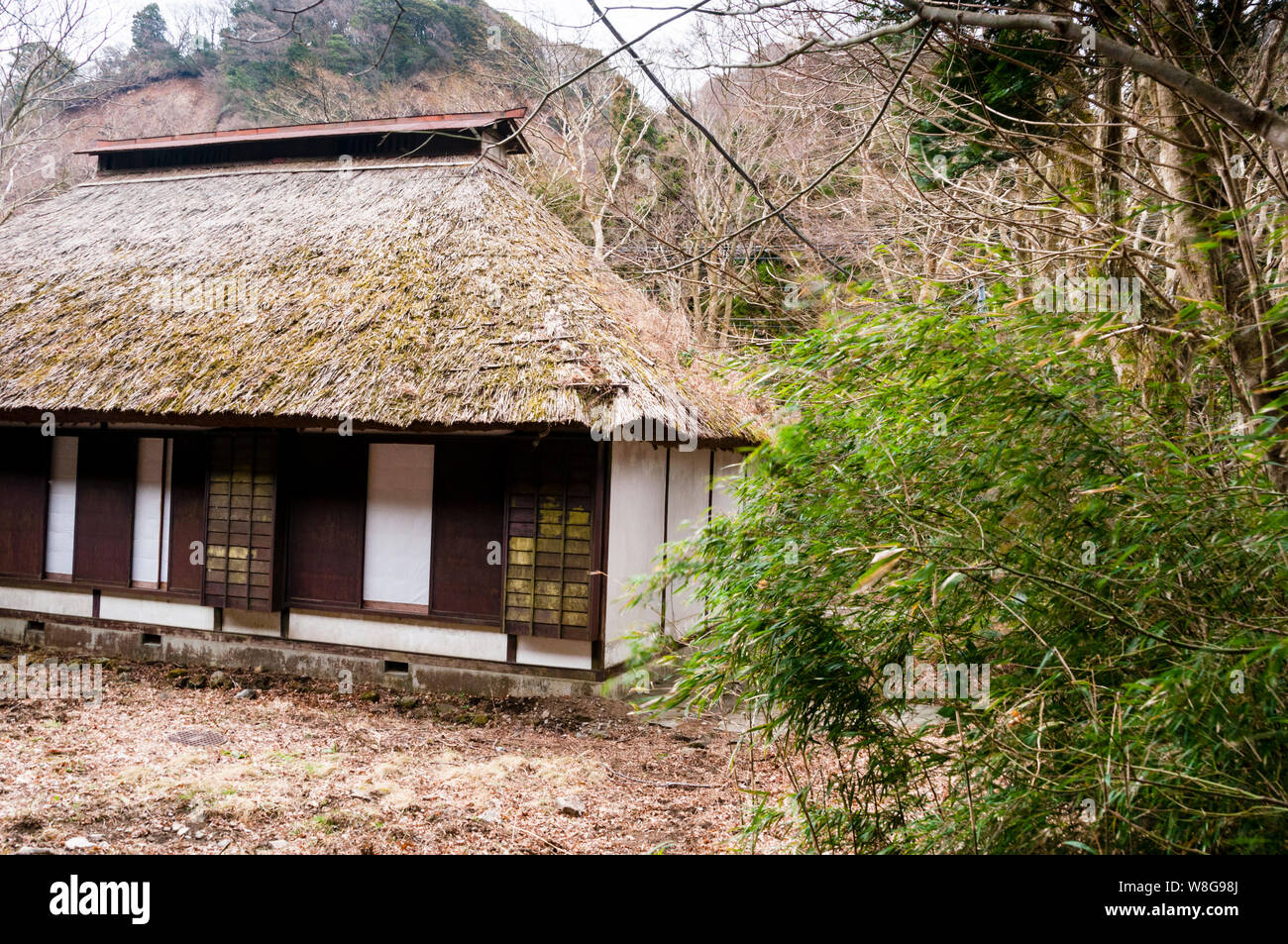 Japanese thatched roof tea house in Hakone, Japan Stock Photo - Alamy