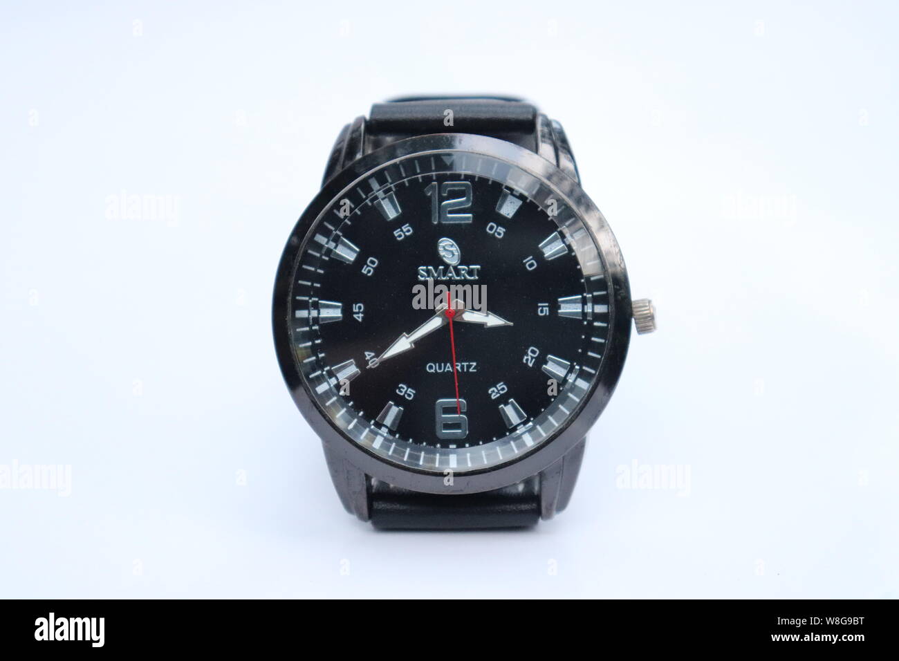 Black business man watch in white background Stock Photo - Alamy