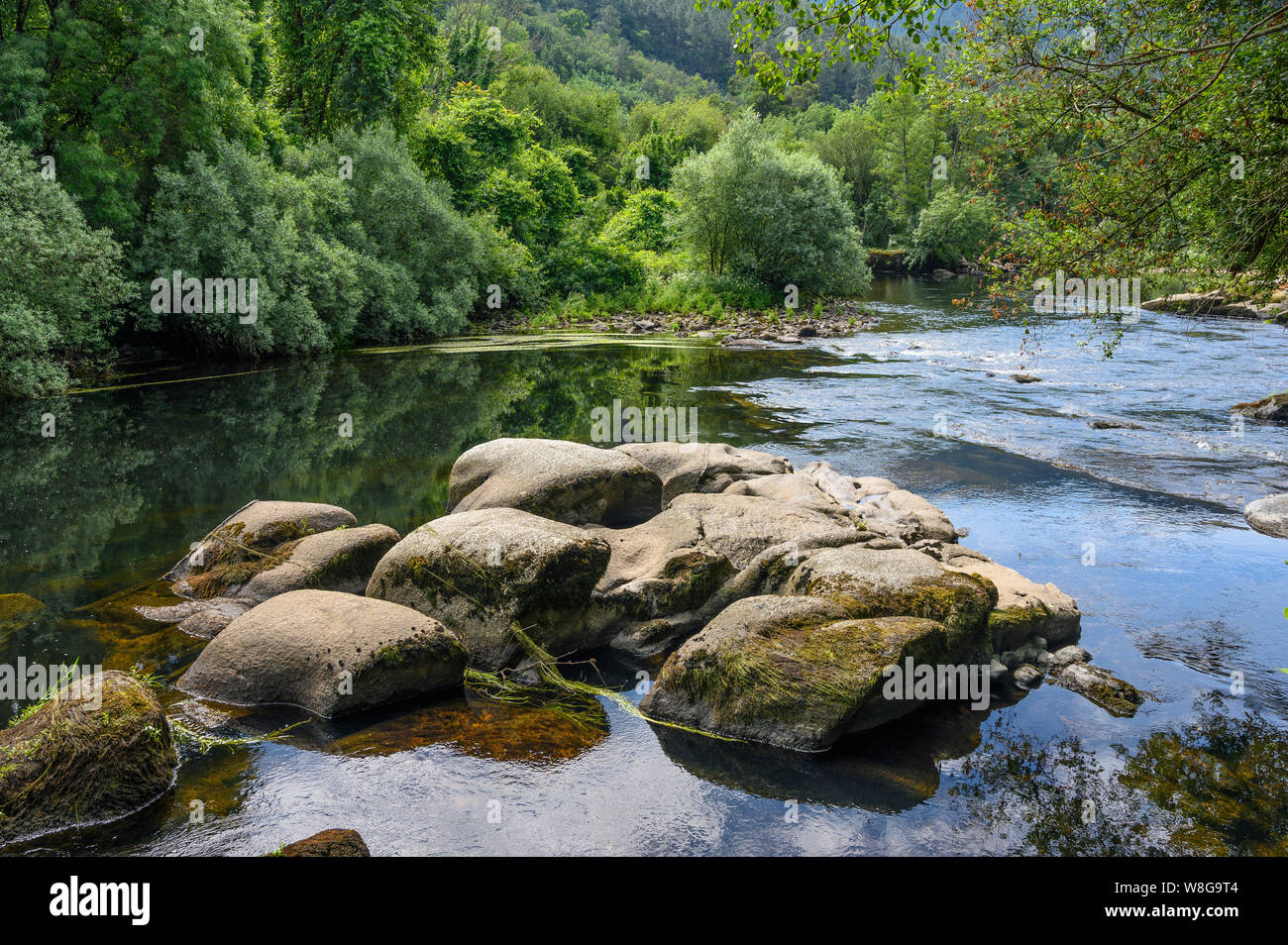 The River Avia at The town of Ribadavia on The confluence of the Avia ...