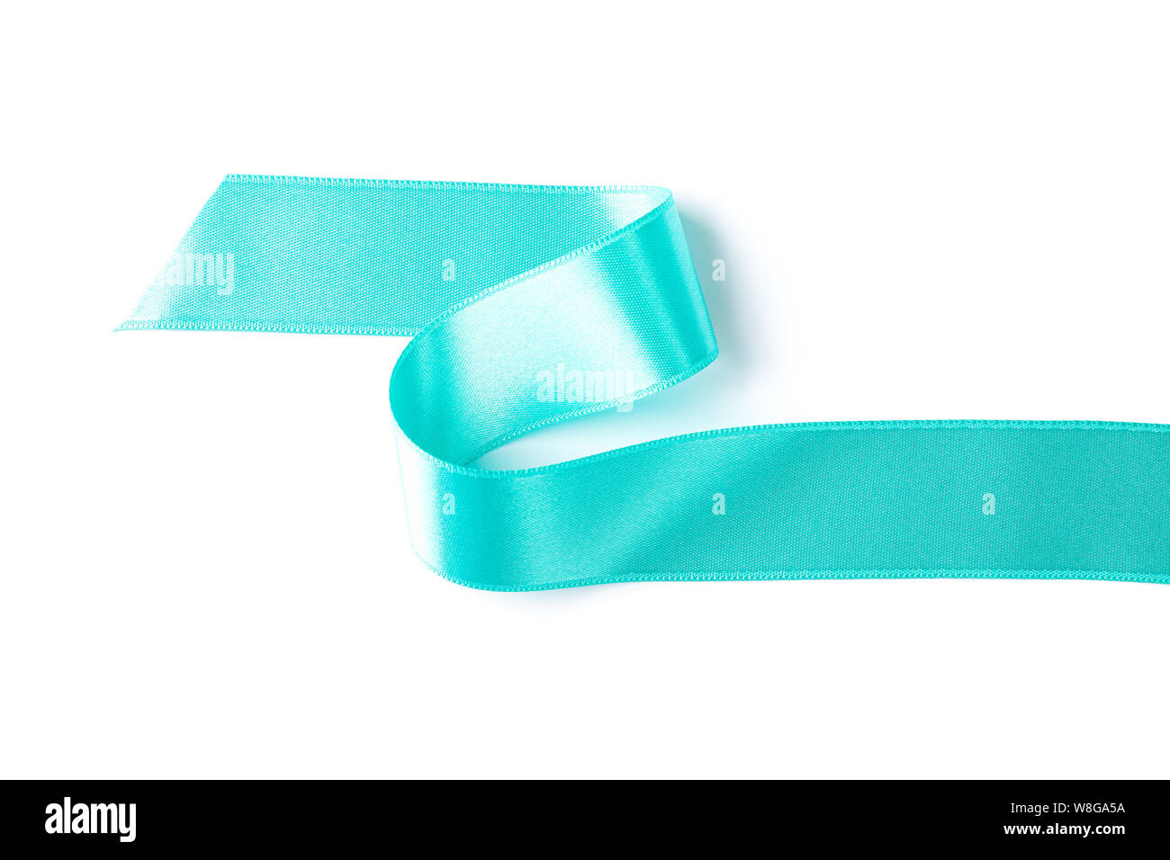 Turquoise ribbon isolated on white background. Gift concept Stock Photo ...