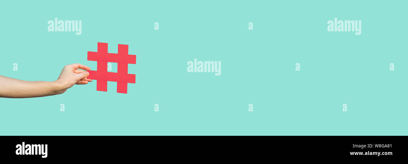 Social media concept. closeup of human hand holding and showing large ...