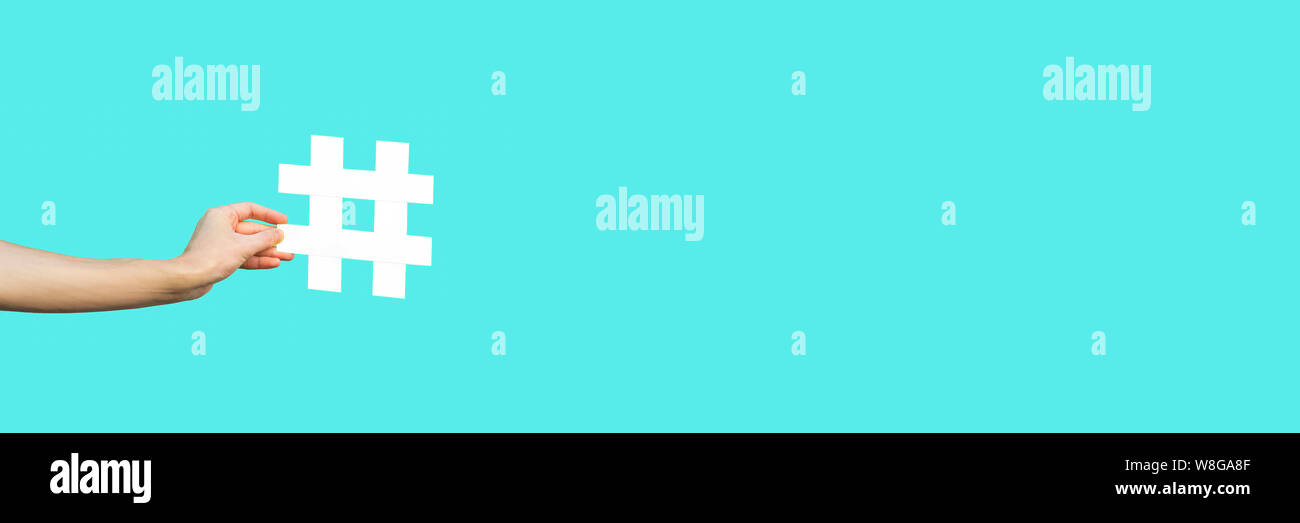 Social media concept. closeup of human hand holding and showing large ...