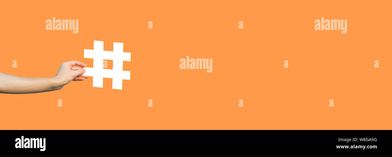 Social media concept. closeup of human hand holding and showing large ...