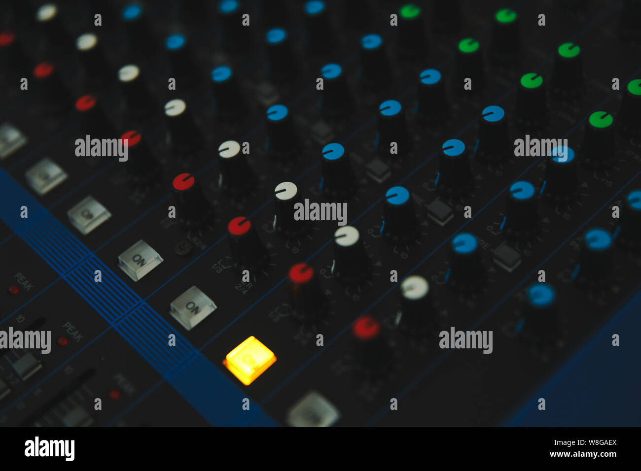 Audio sound mixing console control panel and buttons of digital studio ...