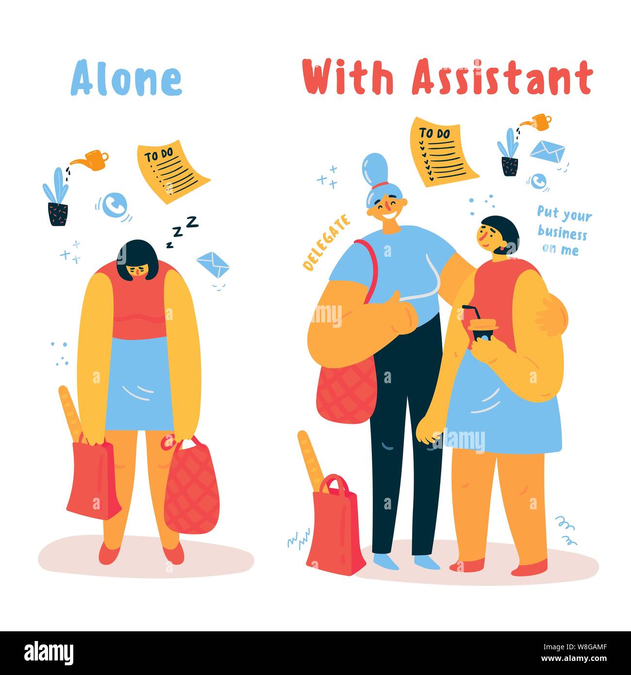 Helper cartoon woman hi-res stock photography and images - Alamy